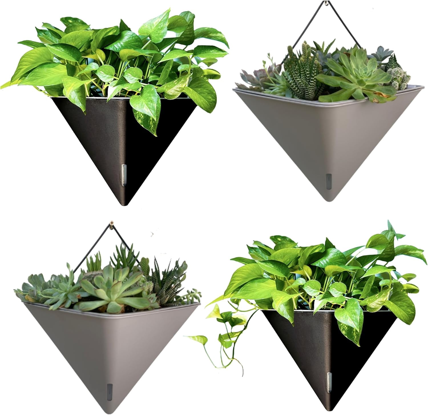 LaLaGreen Wall Planters - 4 Pack, 12 Inch Large Self Watering Black and ...