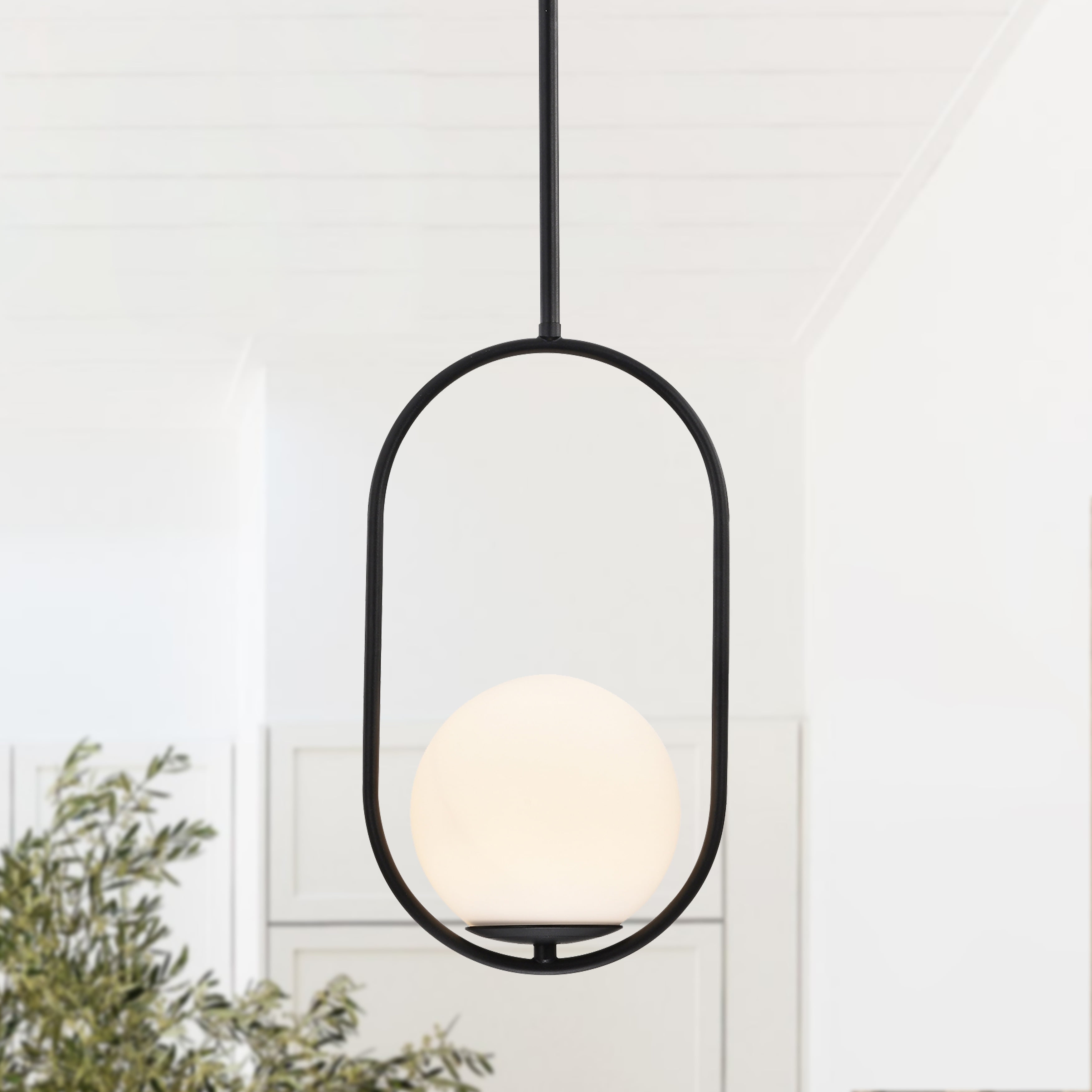 LaLuLa Black Globe Glass Pendant Light Mid Century Chandelier for ...