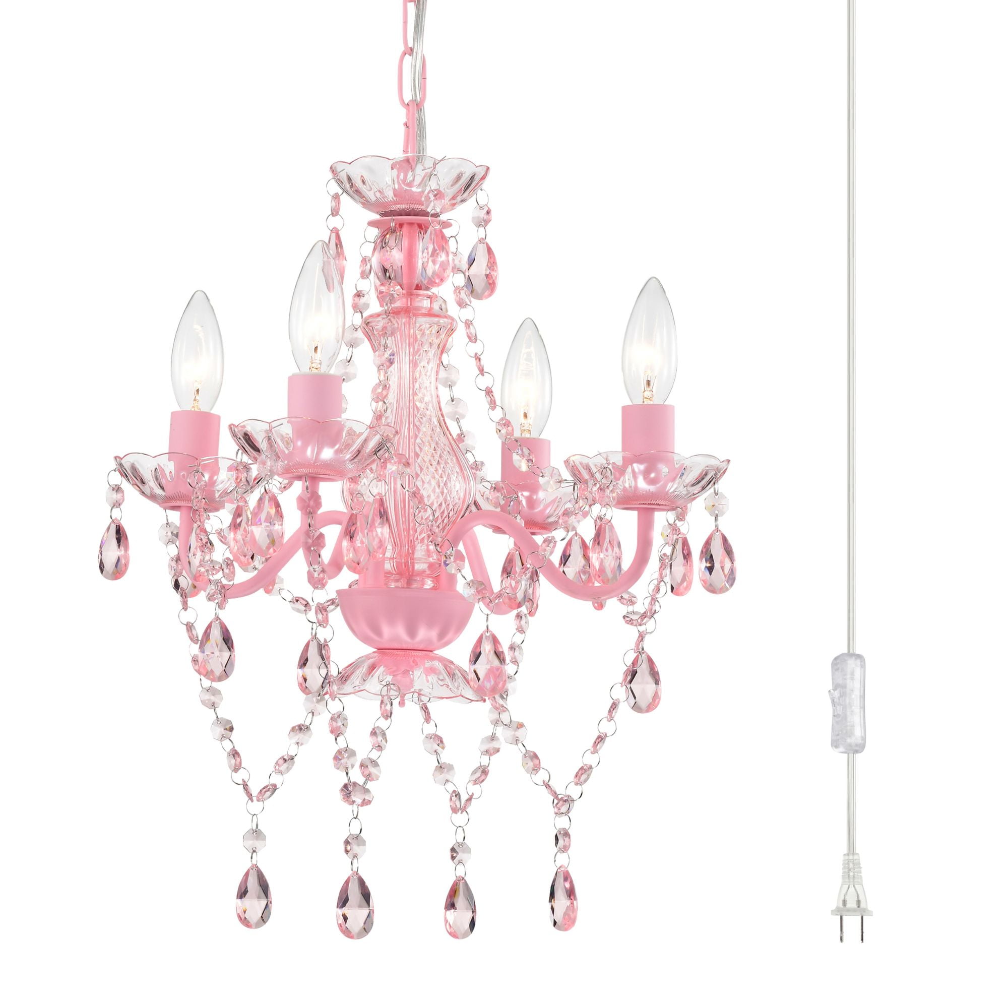 LaLuLa Pink Chandelier Mini Crystal Chandeliers 4-Light Girls Room ...