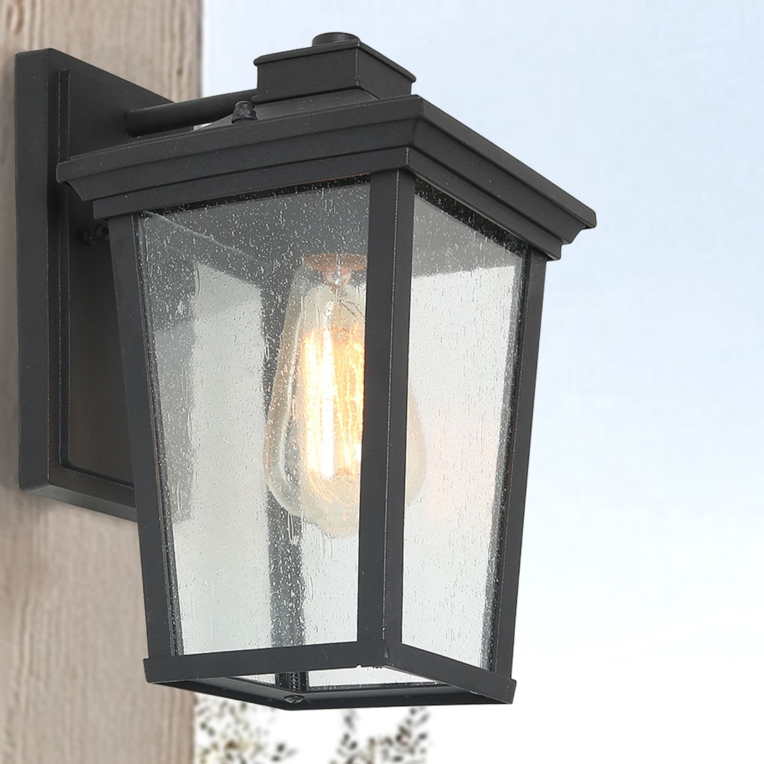 LaLuz Farmhouse 1-light Black Square Porch Sconce Patio Outdoor Wall ...