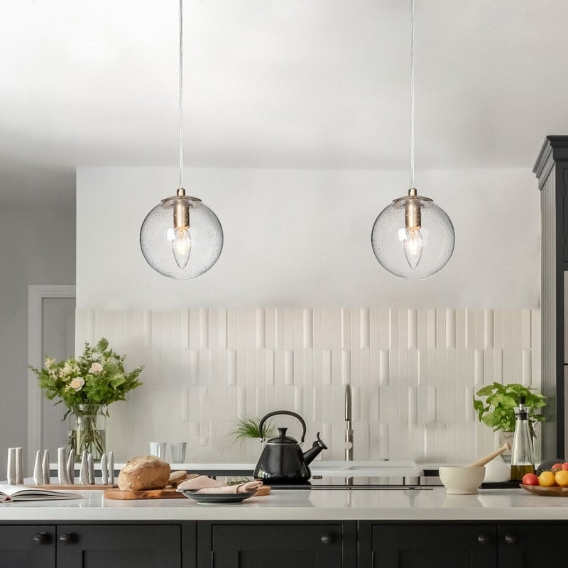 LaLuz Farmhouse Mini 1-Light Glass Globe Pendant Lights Dimmable Orb ...