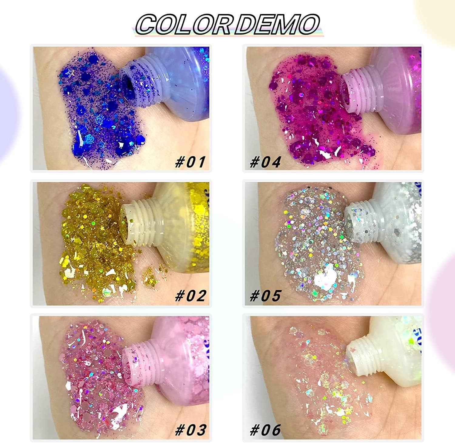 LaMaz 3 Colors Face Body Glitter Gel, Sequins Shimmer Liquid Eyeshadow ...