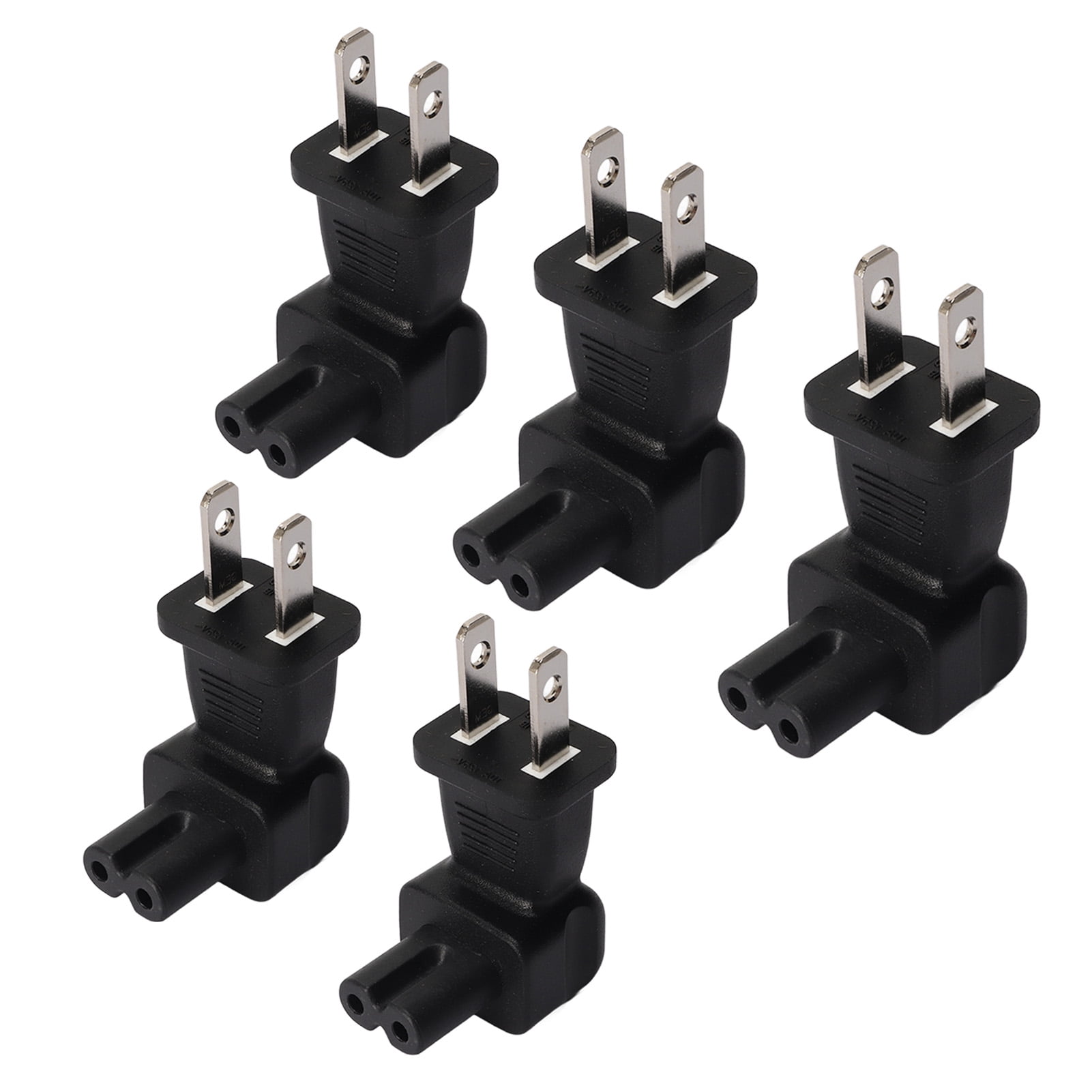 LaMaz 5pcs US 2 Prong Right Angle AC Power Plug Adapter 10A 125V NEMA 1 ...