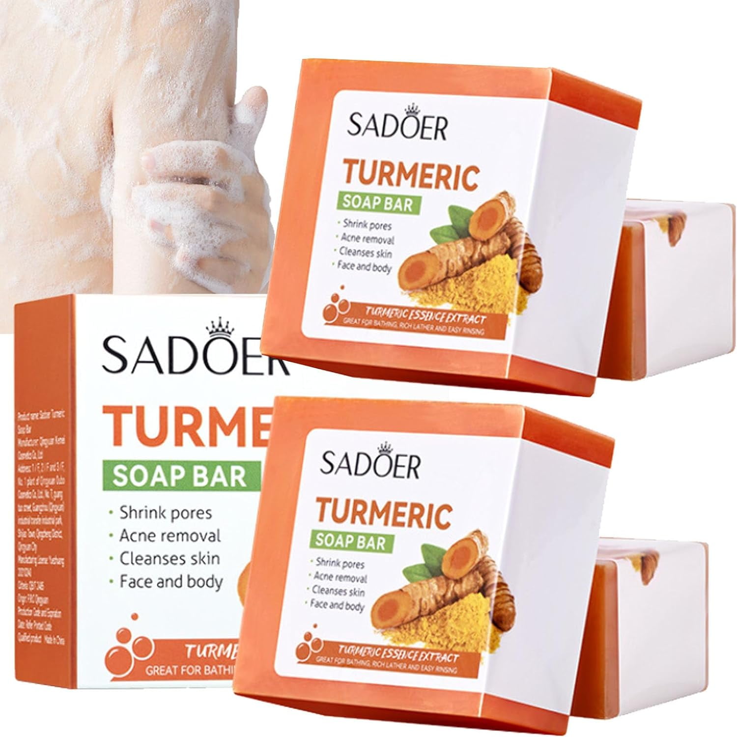 Lamaz Sadoer Turmeric Soap Bar Tumeric Deep Cleansing Face Wash Turmeric Brightening Soap2pcs