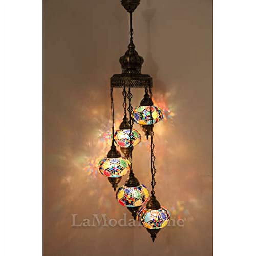 LaModaHome 2020 Customizable Chandelier, 5 Mosaic Globes, Turkish ...