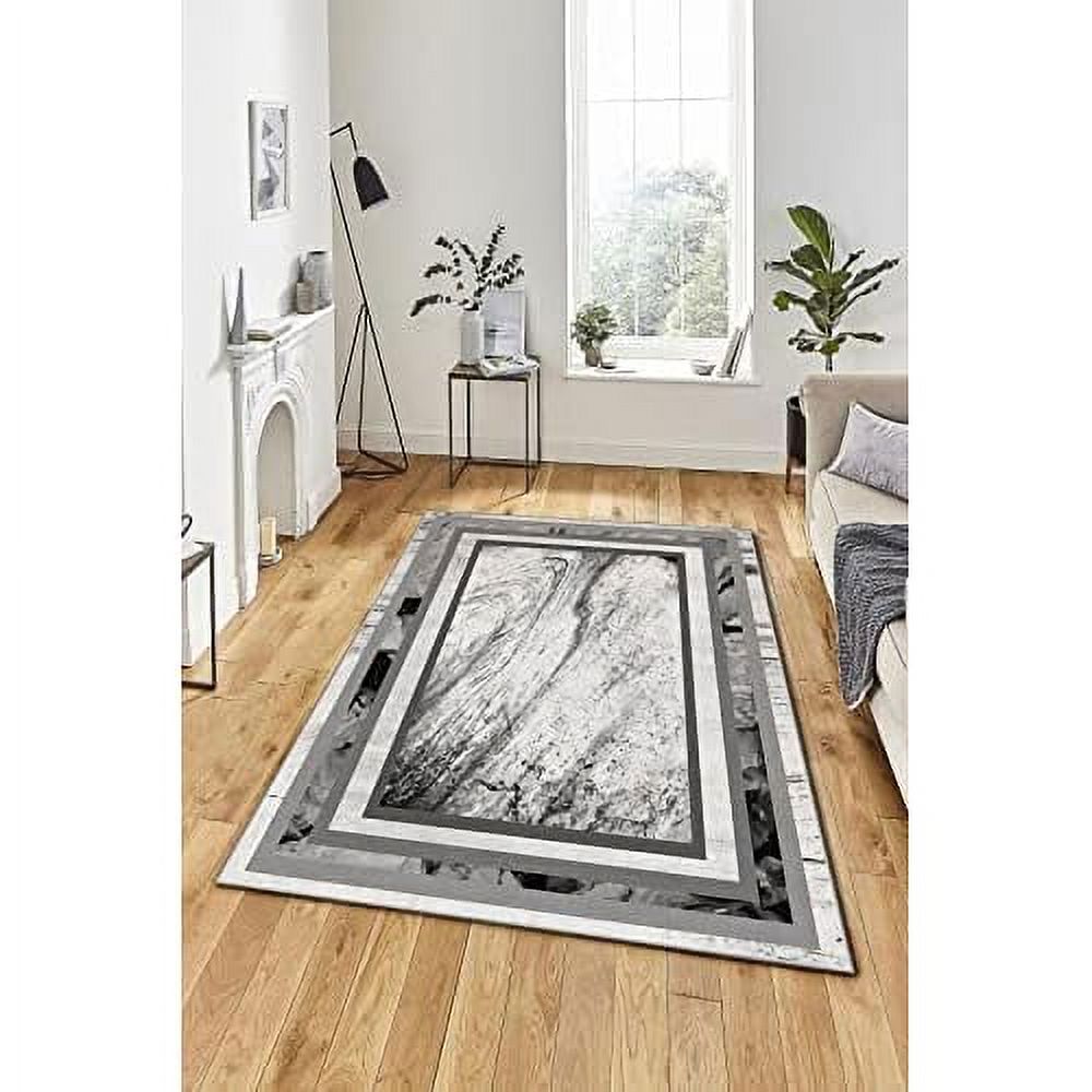 LaModaHome Area Rug Non-Slip - Blue Bordure Soft Machine Washable ...