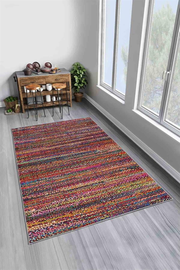 LaModaHome Area Rug Non-Slip - Colourful Colored striped knitting Soft ...