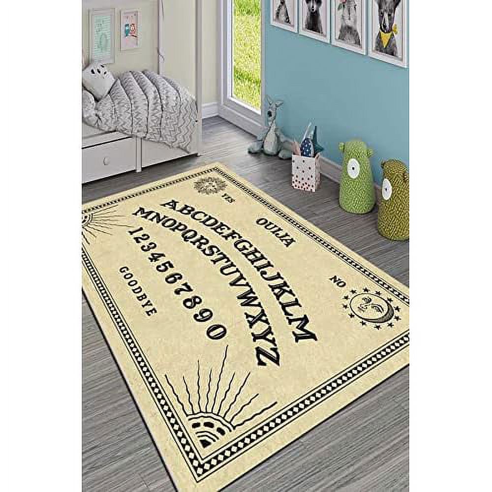 LaModaHome Area Rug Non-Slip - Cream Alphabet and number Soft Machine ...