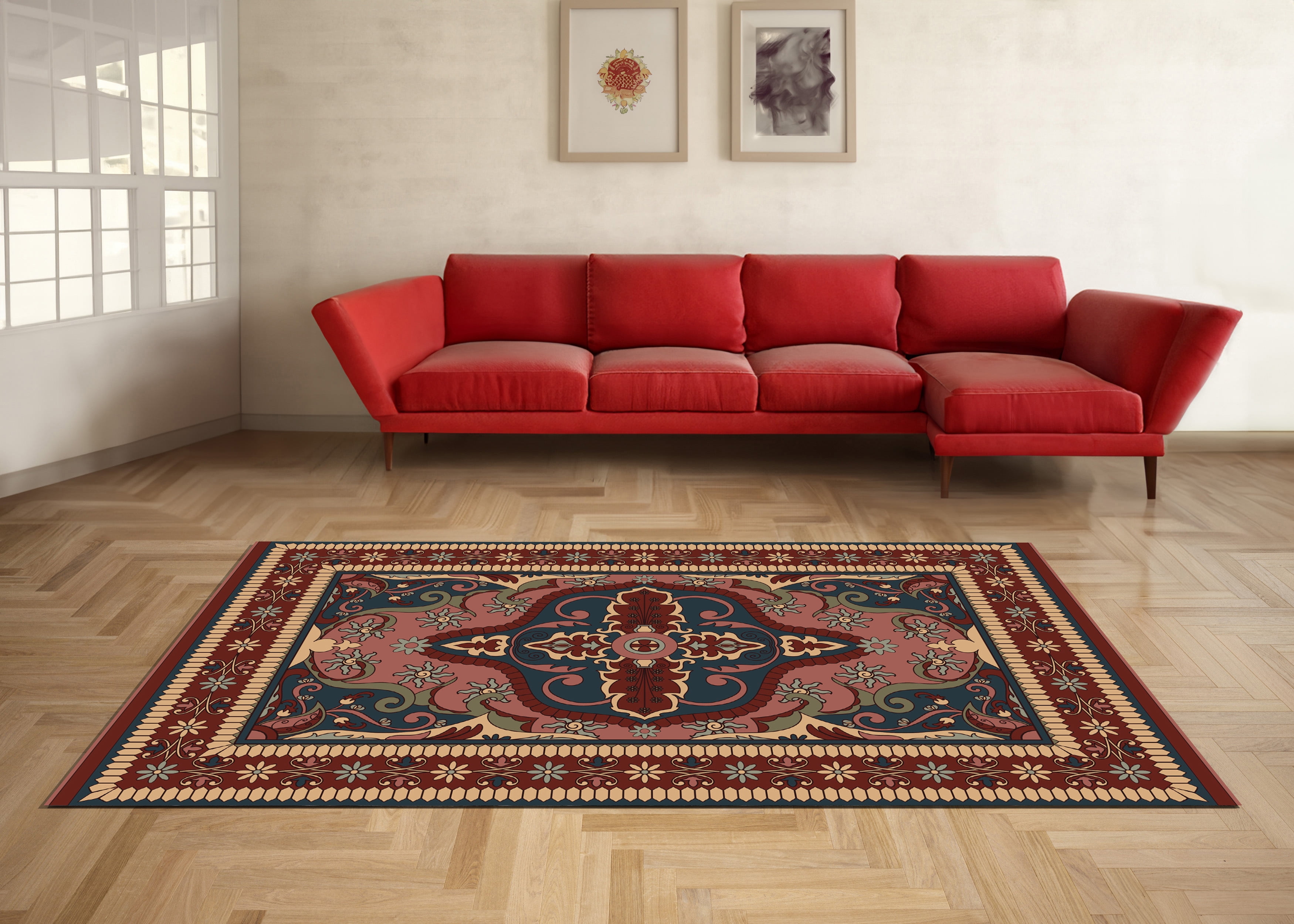 LaModaHome Child & Pet-Friendly Washable Area Rug with Non-Slip Backing ...