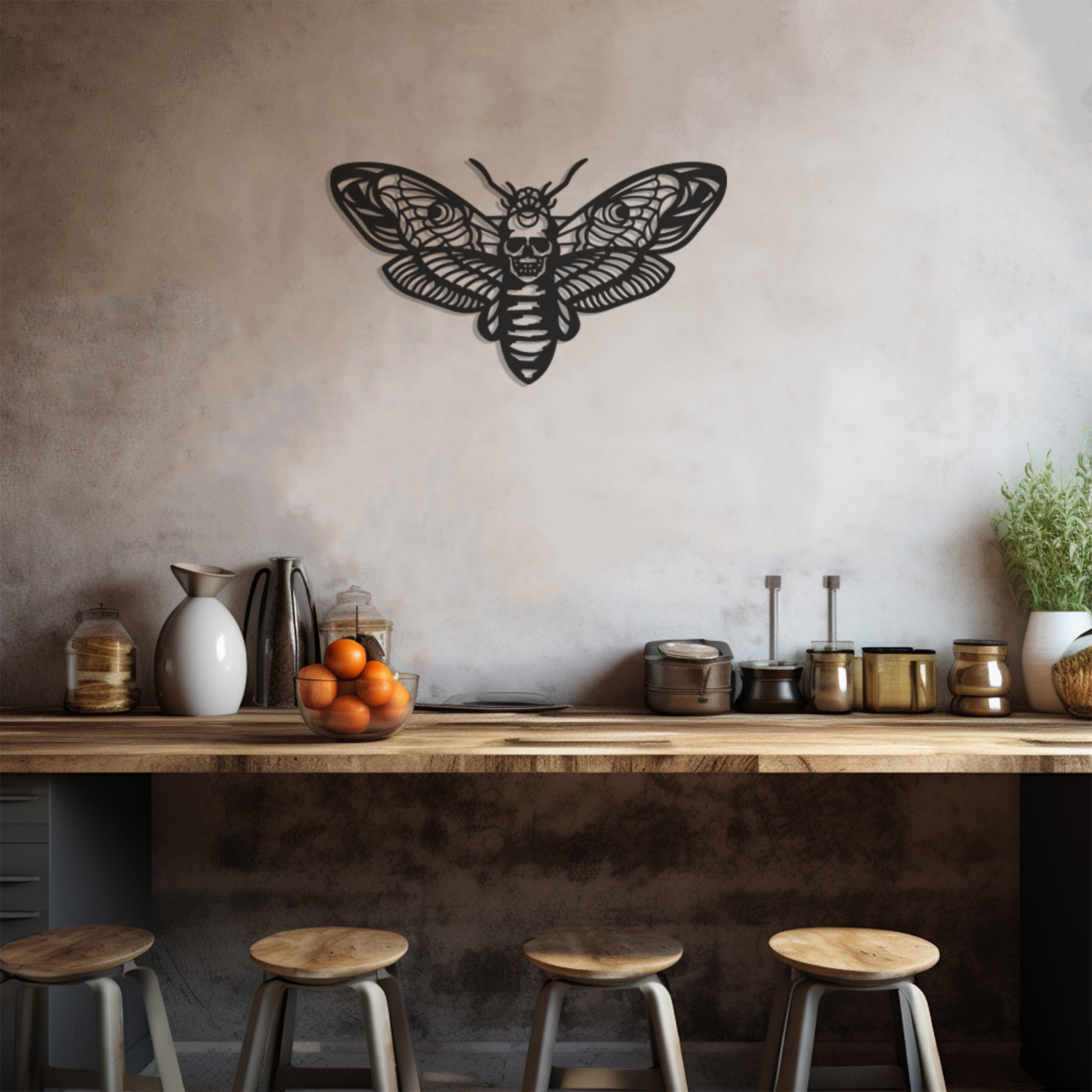 LaModaHome Exclusive Bee With Skull Silhouette Metal Wall Art Decor ...