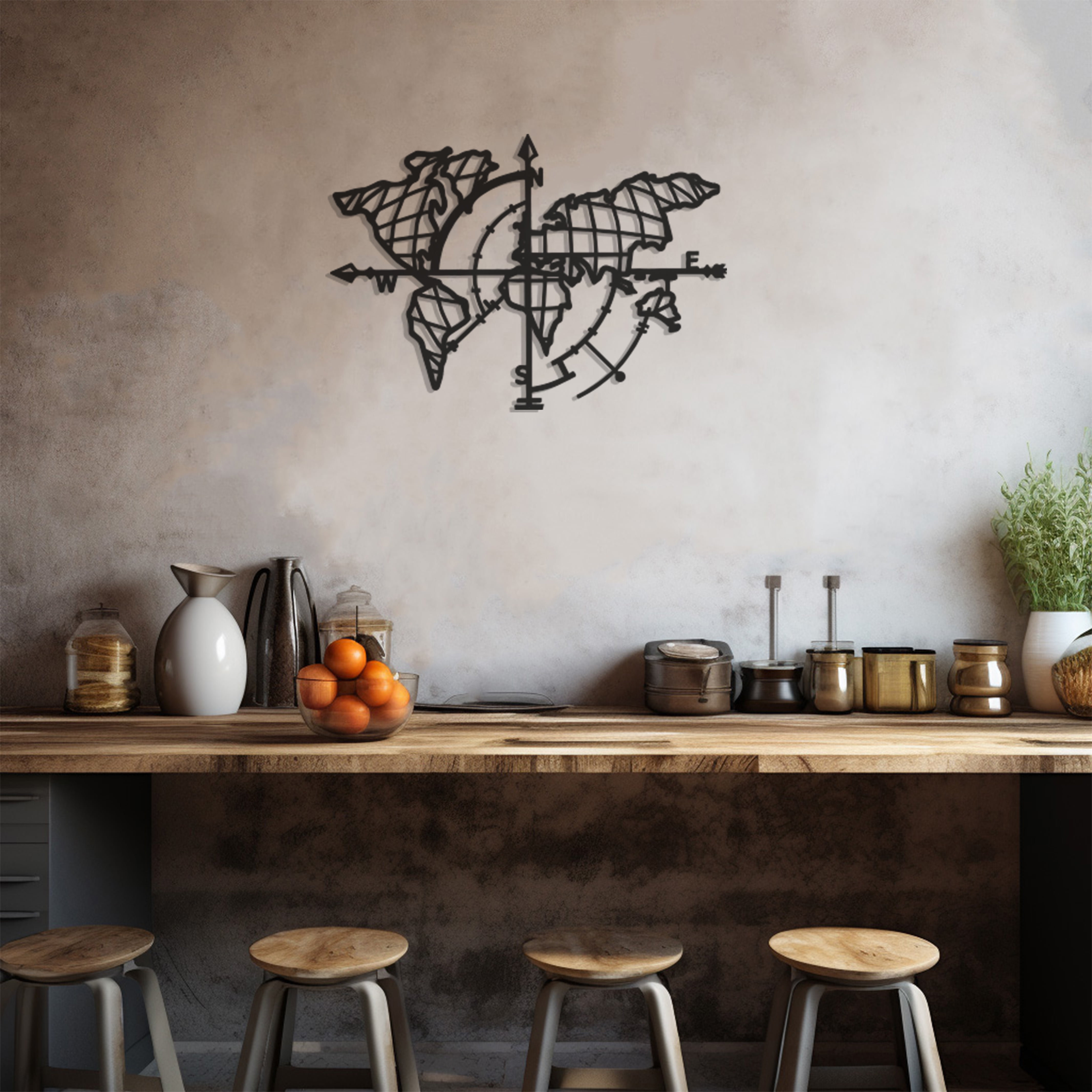 LaModaHome Exclusive Directional Compass Metal Wall Art – Durable ...