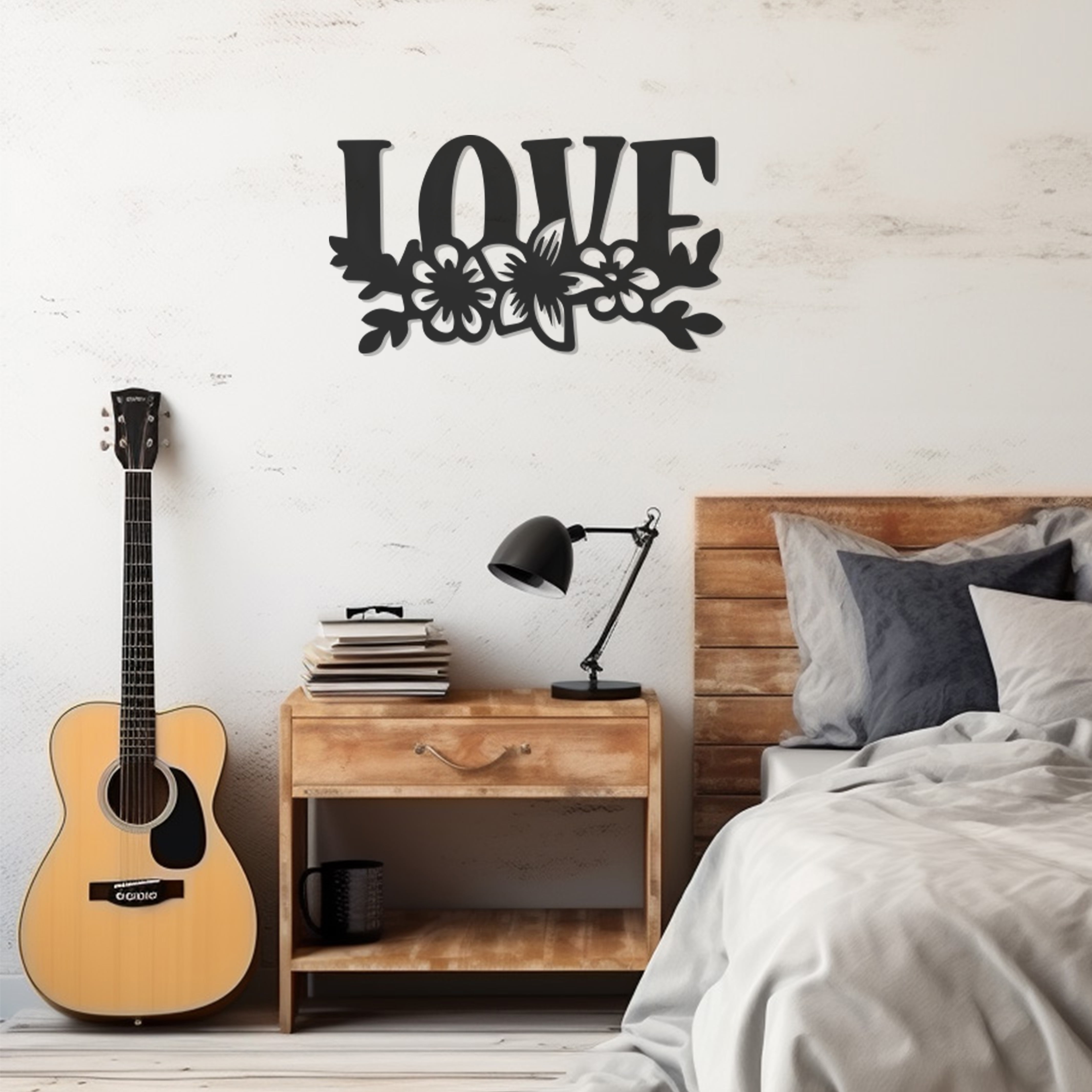 LaModaHome Exclusive Love Lettering Metal Wall Decor With Flowers ...