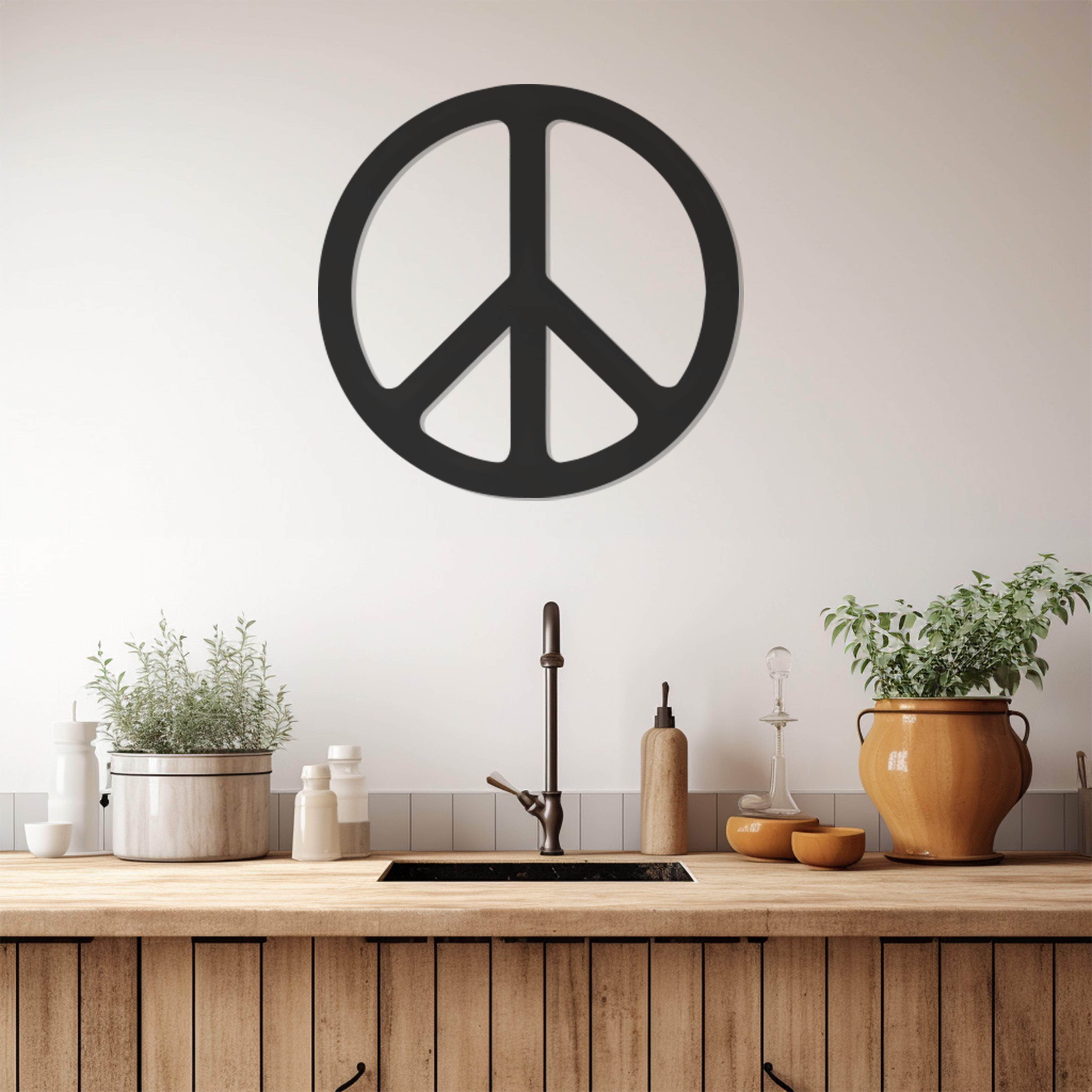 LaModaHome Exclusive Peace Symbol Metal Wall Art – Durable & Artistic ...