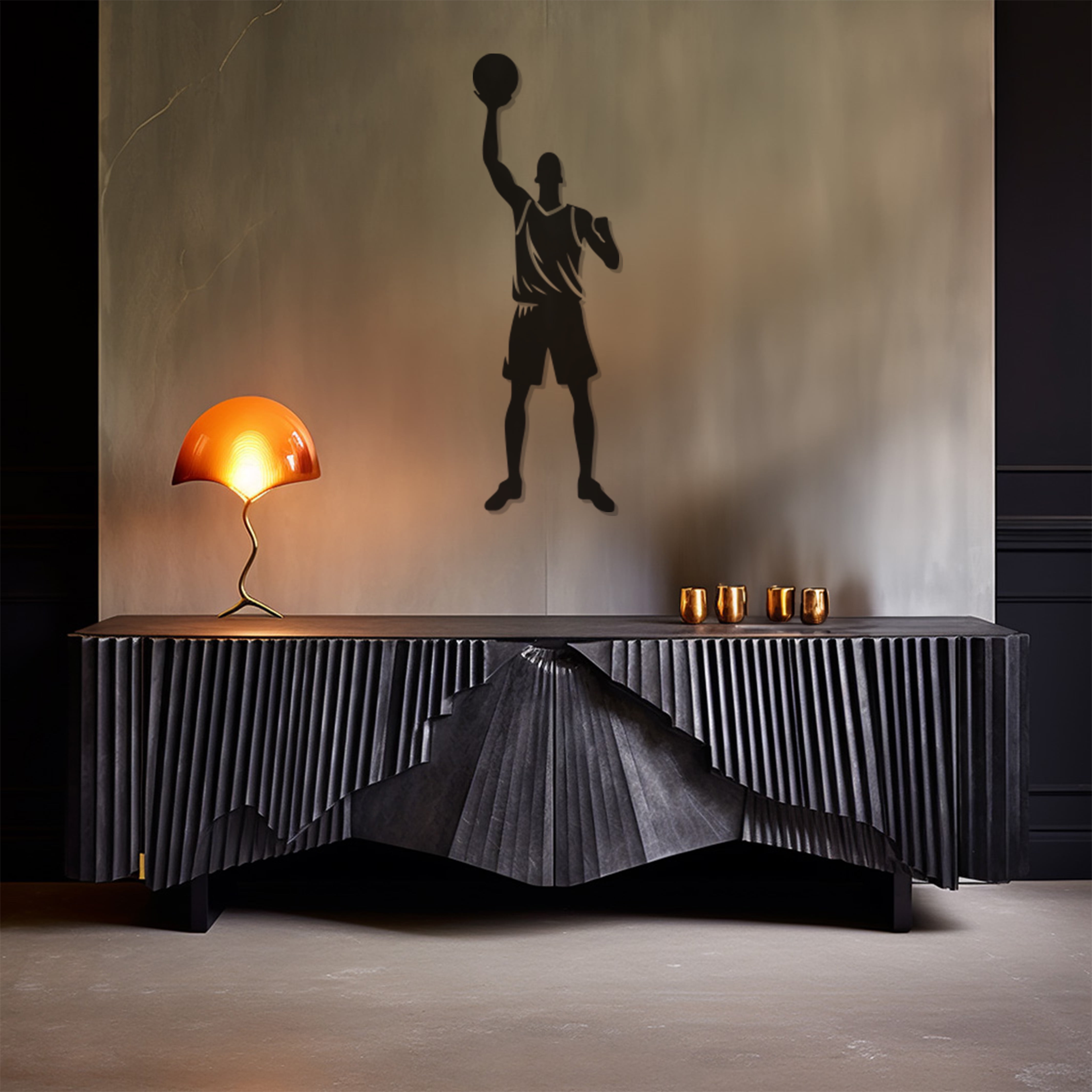 LaModaHome Exclusive Silhouette Of A Basketball Player Raising A Ball ...