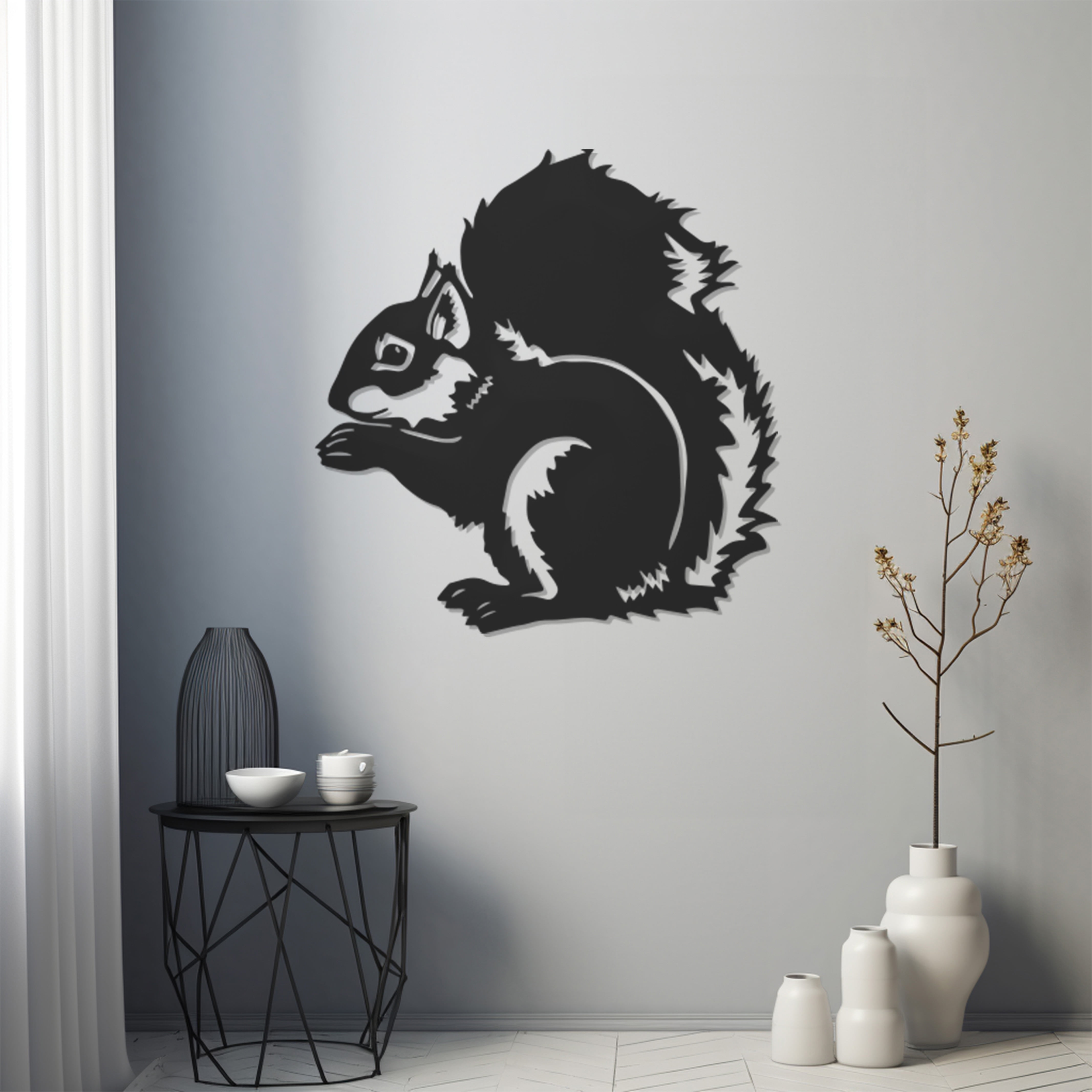 LaModaHome Exclusive Squirrel Silhouette Metal Wal Art – Durable ...