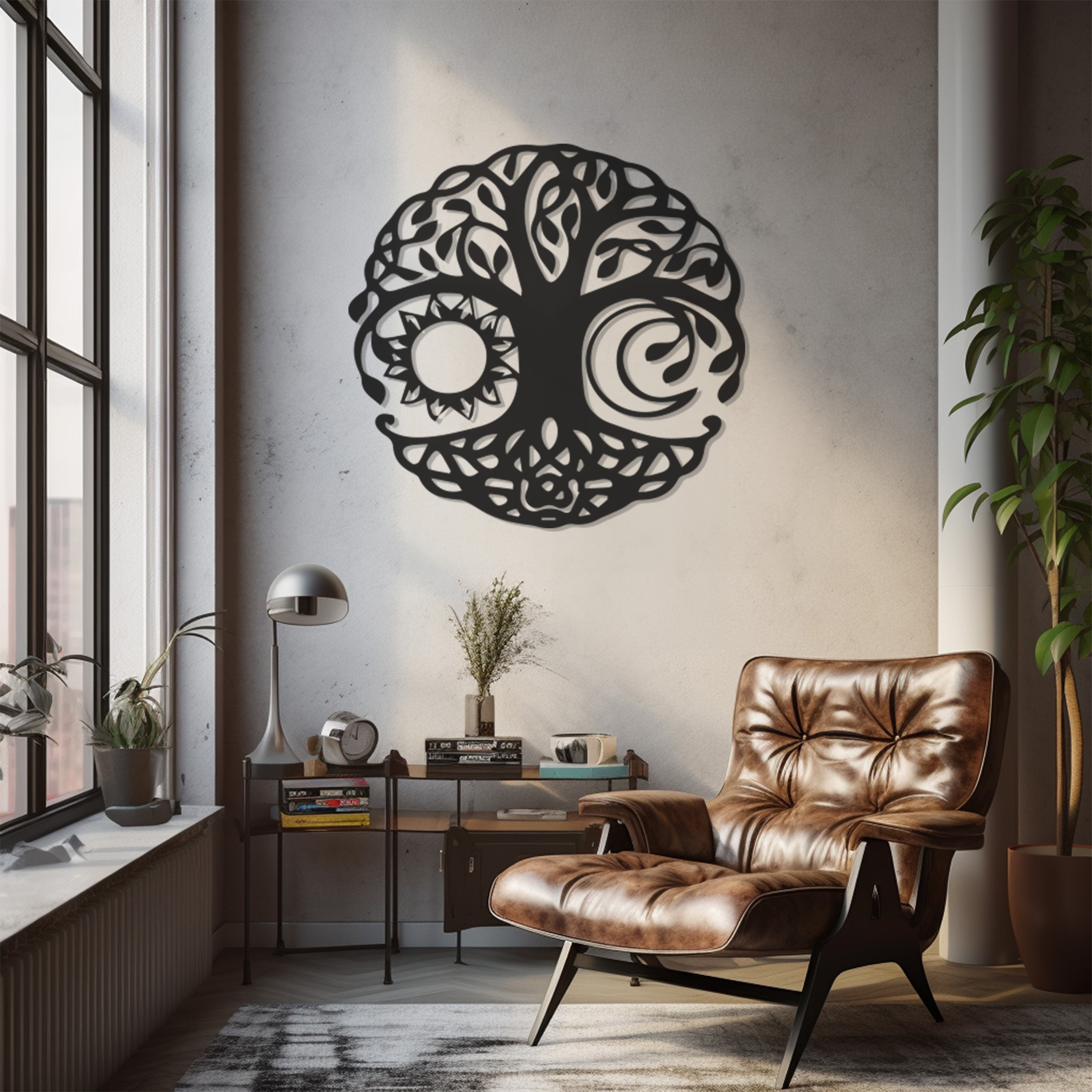 LaModaHome Sun And Moon Tree Metal Wall Sculpture - Walmart.com