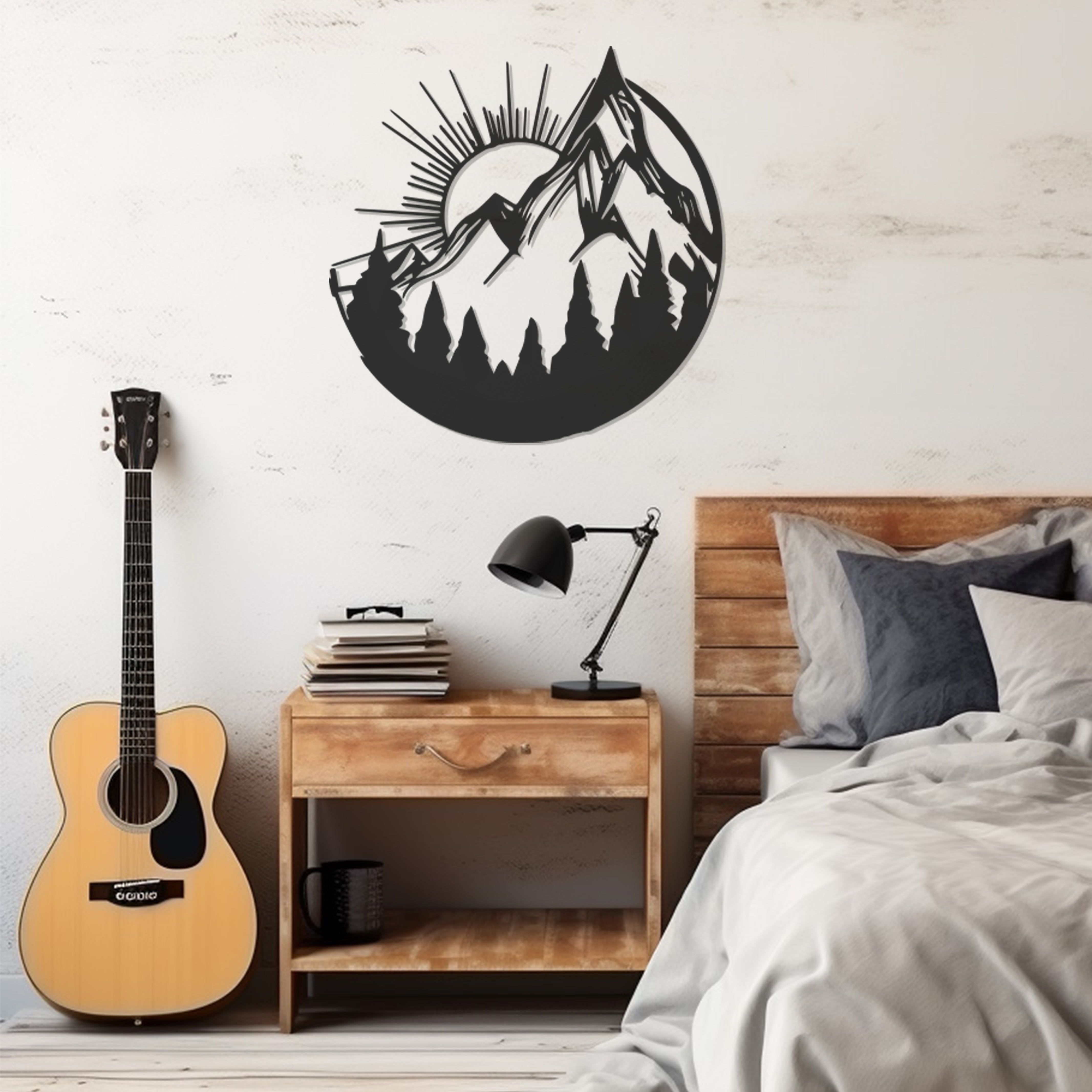 LaModaHome Exclusive Sun Mountain And Landscape Metal Wall Art ...