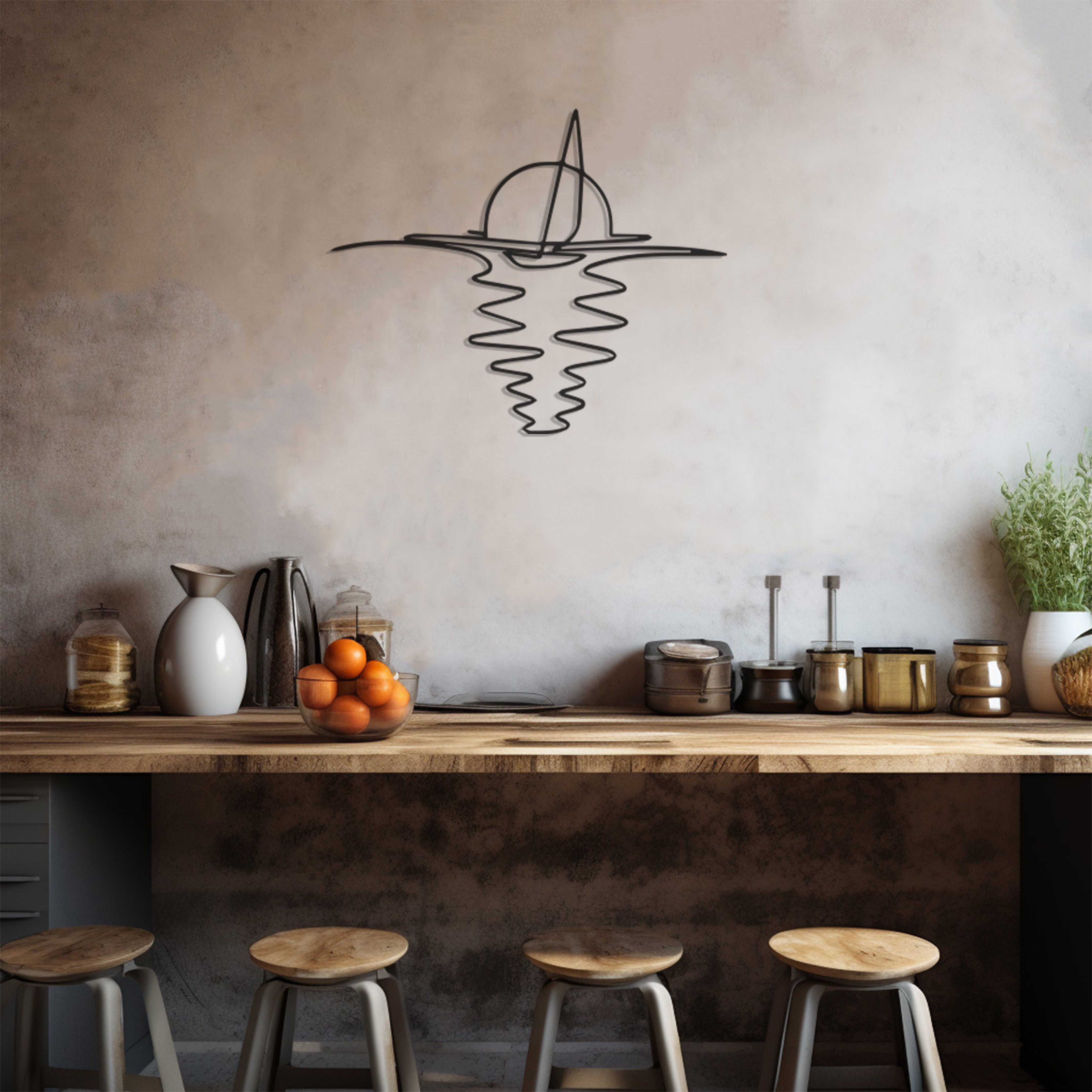 LaModaHome Exclusive Sunset Line Art Metal Wall Decor – Durable ...