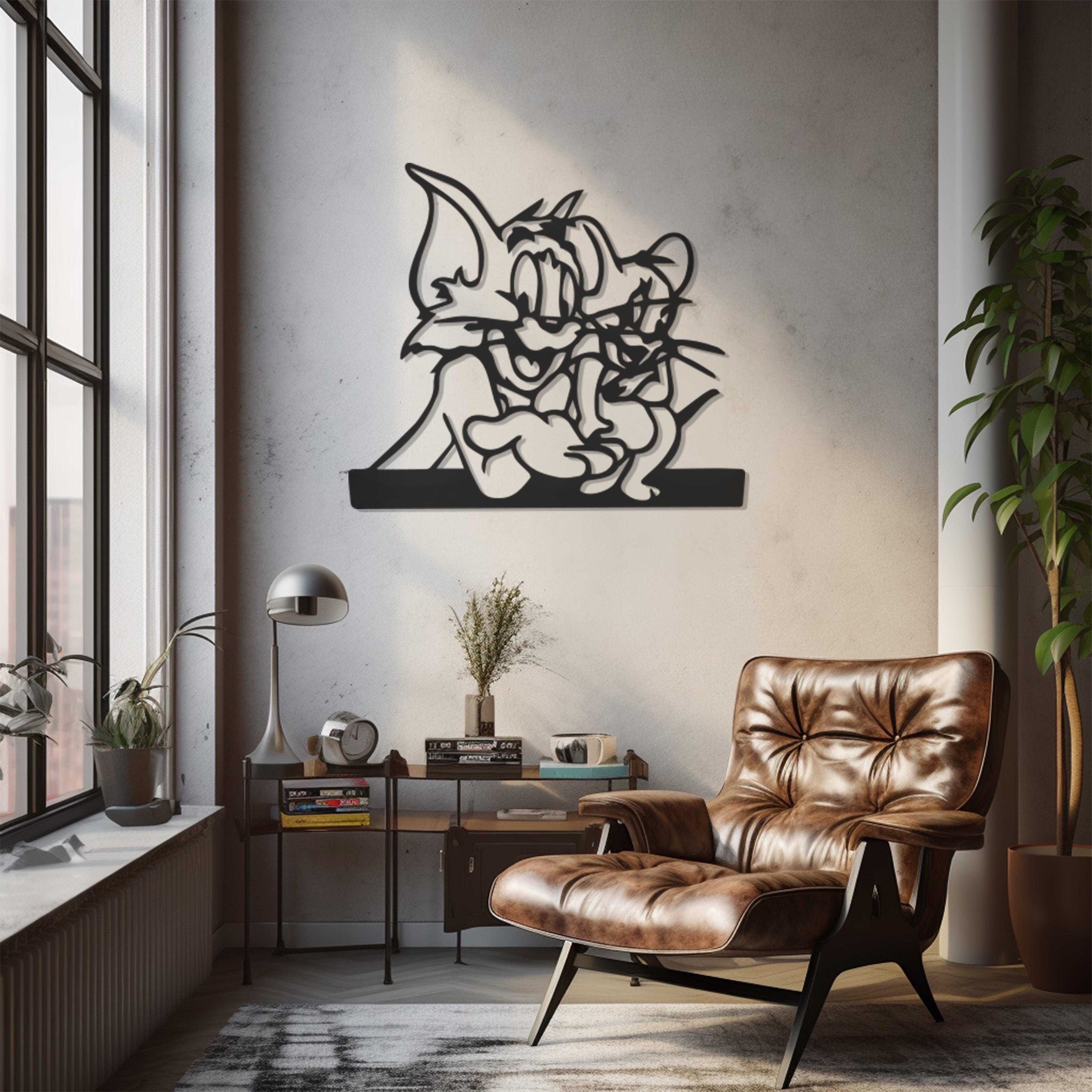 LaModaHome Exclusive Tom And Jerry Line Art Metall Wall Art – Durable ...