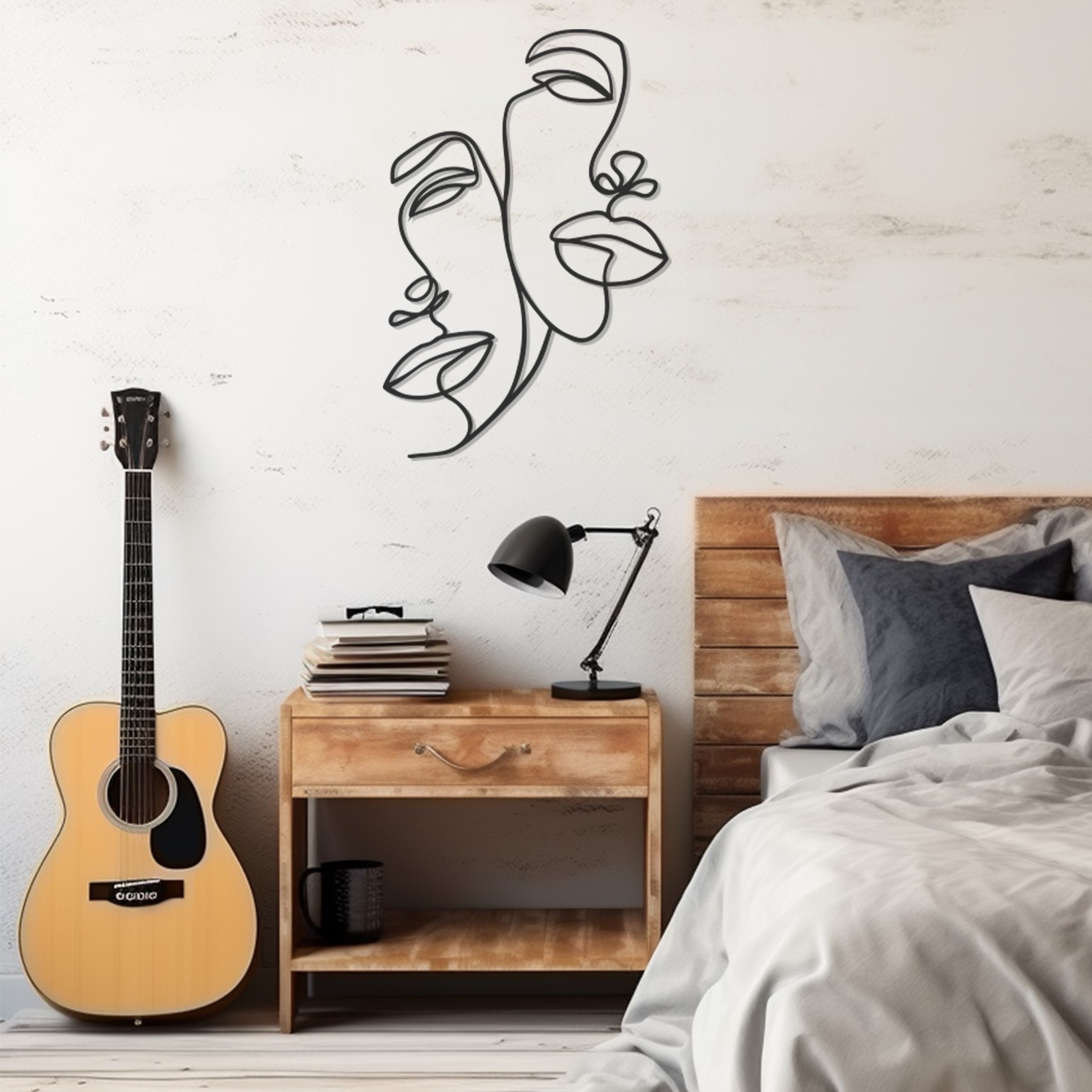 LaModaHome Exclusive Woman Hugging Face Line Art Metal Wall Art ...