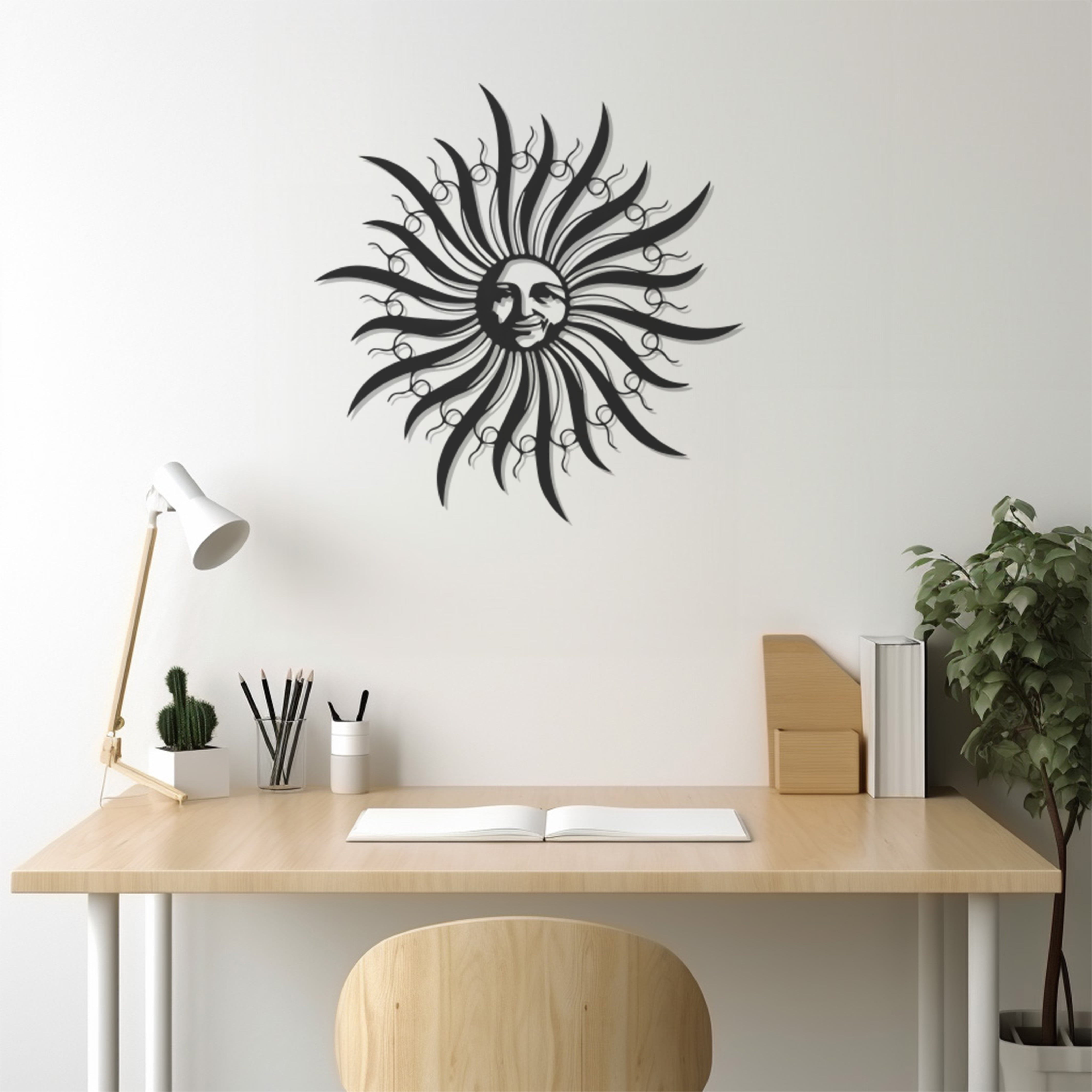 LaModaHome Exclusive Woman Portrait And Sun Metal Wall Art – Durable ...