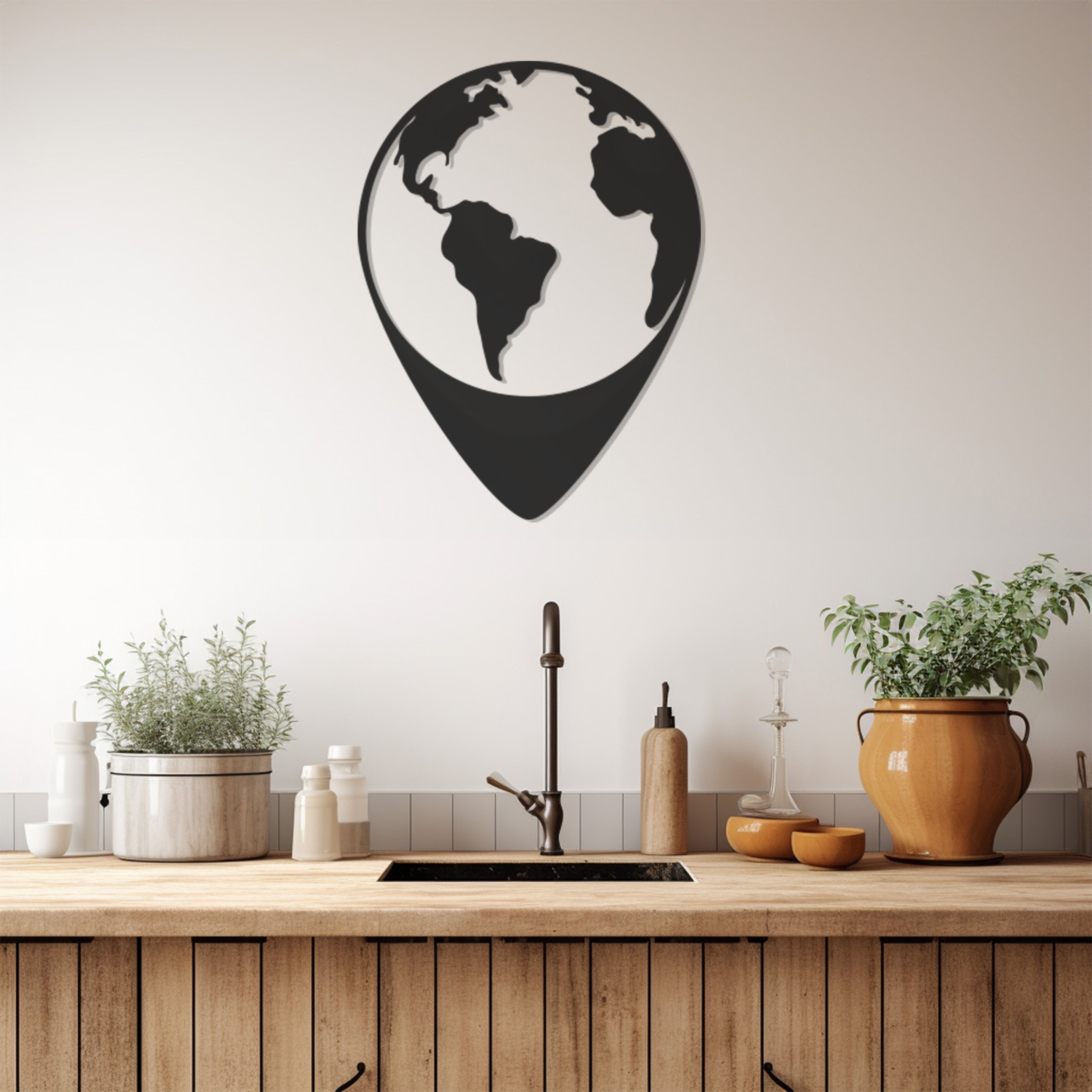 LaModaHome Exclusive World And Location Metal Wall Art – Durable ...
