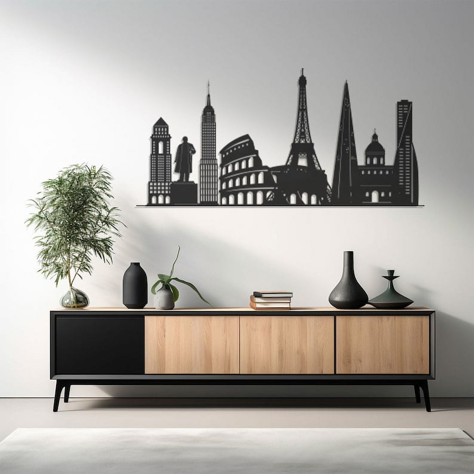 LaModaHome Modern Big City Metal Wall Art, Paris Design Decor, Unique ...
