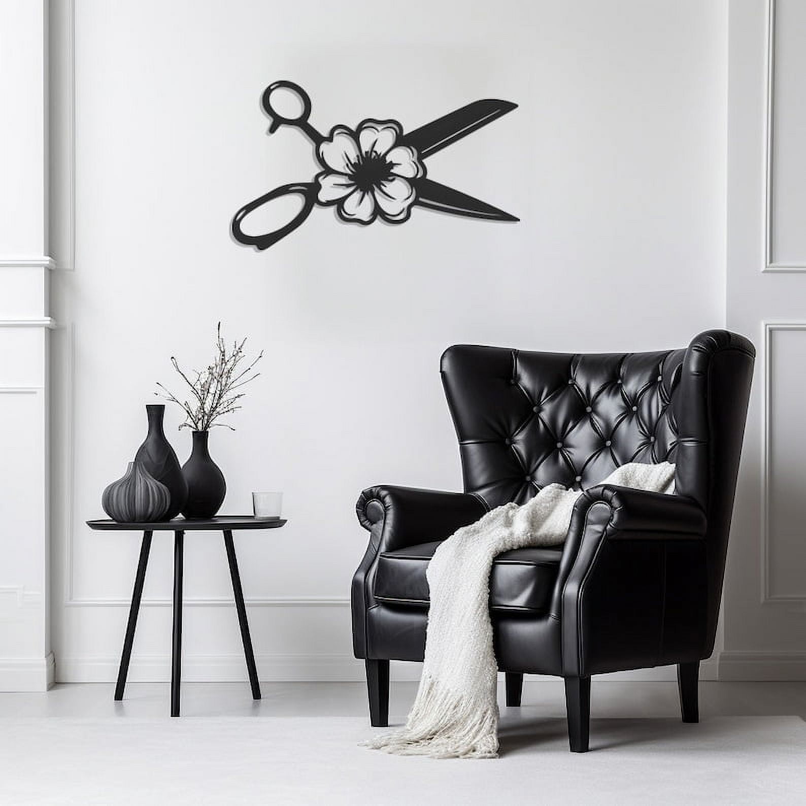 LaModaHome Modern Metal Wall Art, Elegant Scissors Design, Decorative ...