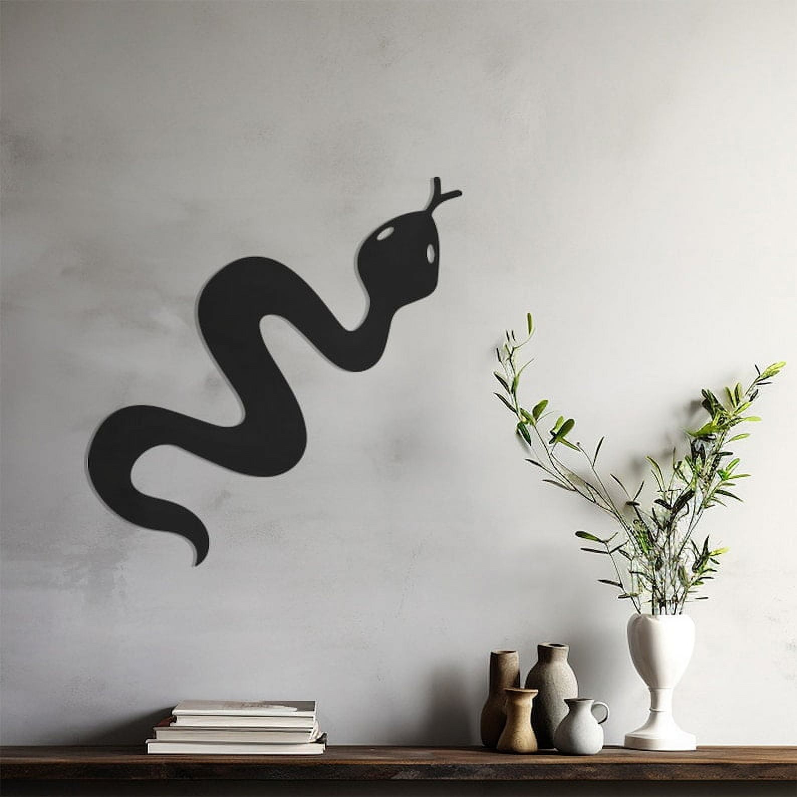 LaModaHome Modern Metal Wall Art, Sculpted Serpent Decor, Contemporary ...