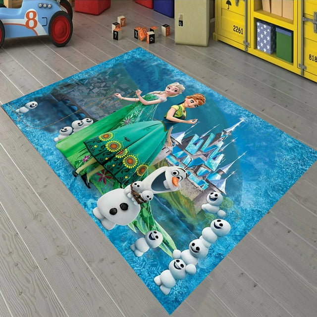 LaModaHome Non-Slip Rug Frozen Thematic Rug: Elsa Washable Mat Child ...