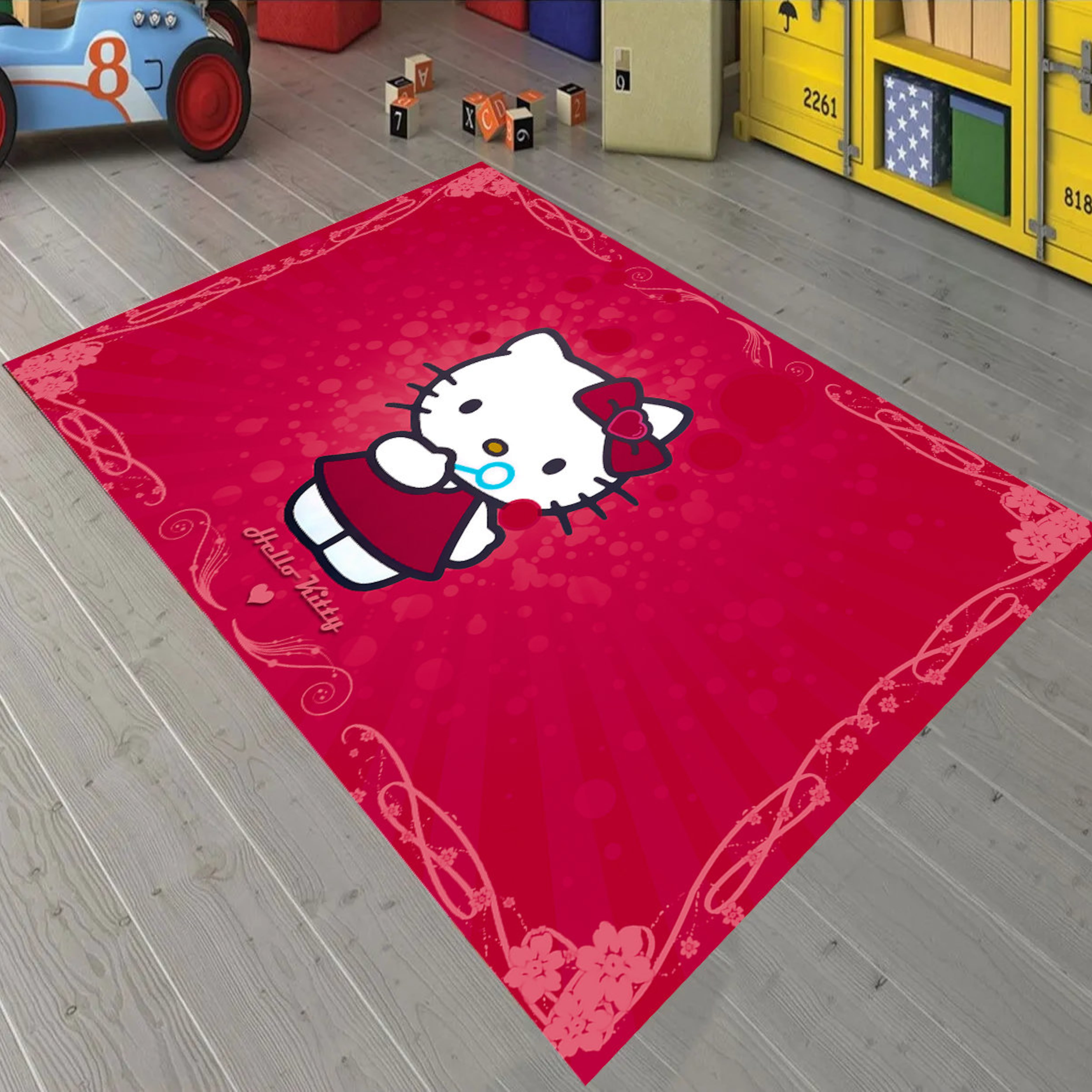 LaModaHome Non-Slip Rug Hello Kitty Kawaii Rug: Anime-Inspired Washable ...