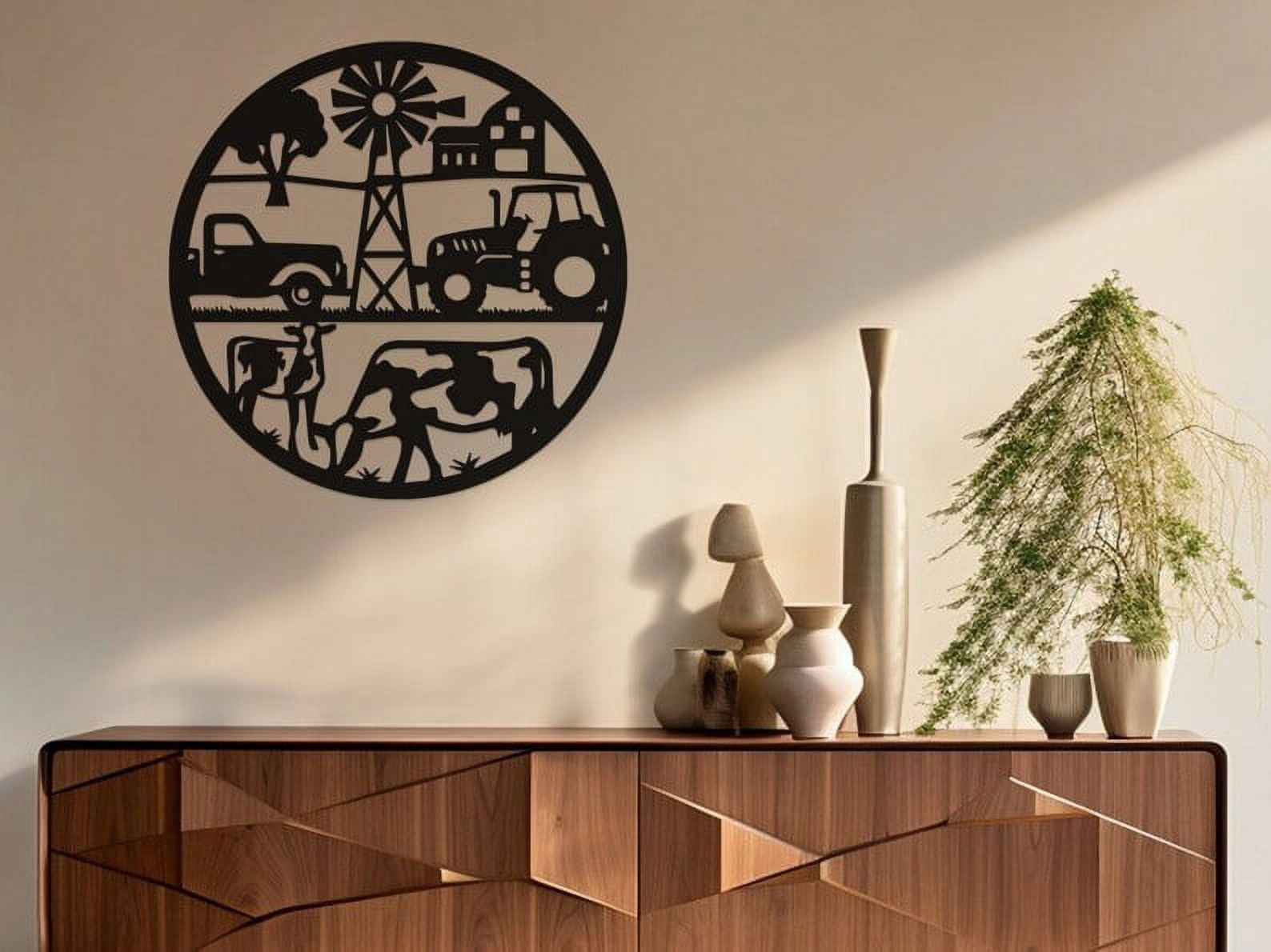 LaModaHome Rustic Farmhouse Scene Metal Wall Art, Vintage Country Style ...