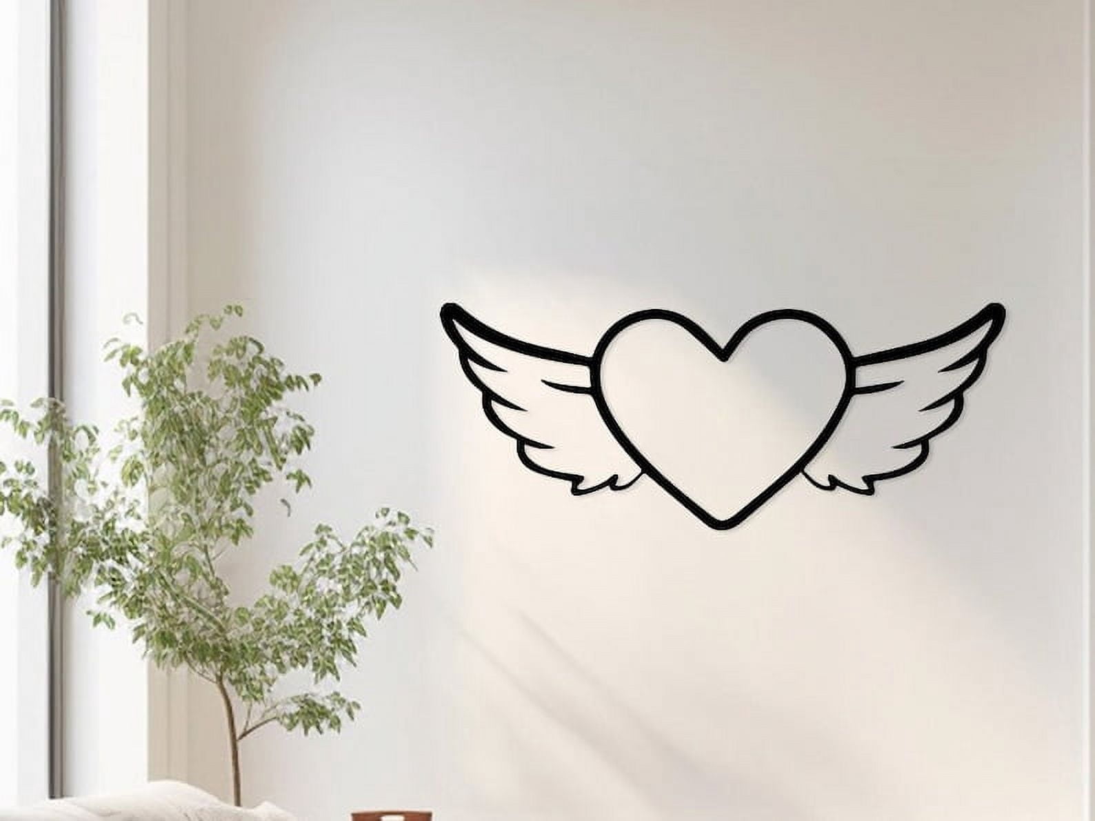LaModaHome Winged Heart Metal Wall Art for Romantic Decor, Bedroom ...