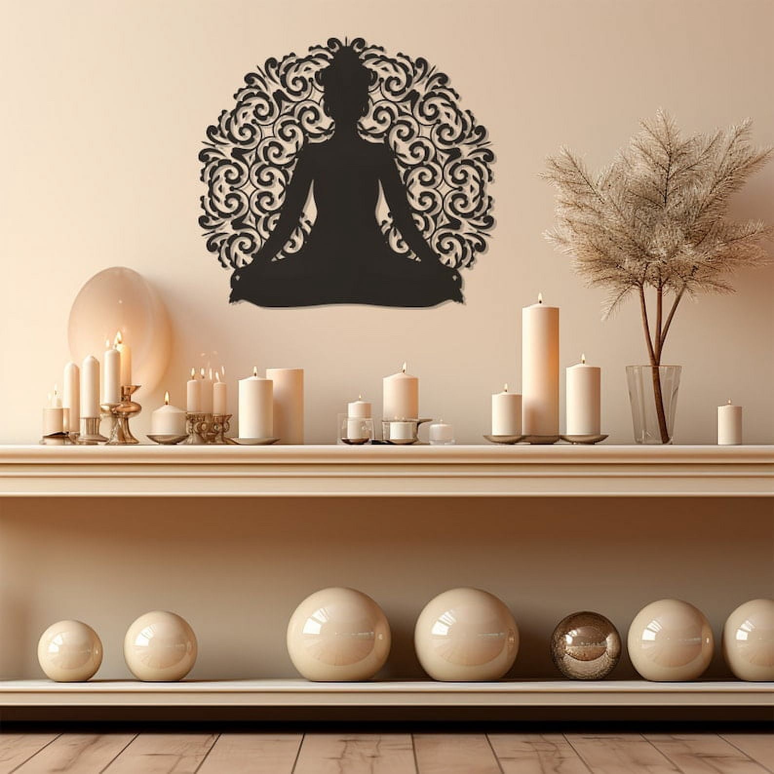 LaModaHome Zen Yoga Wall Art,Serene Meditation Scene Metal Decor ...