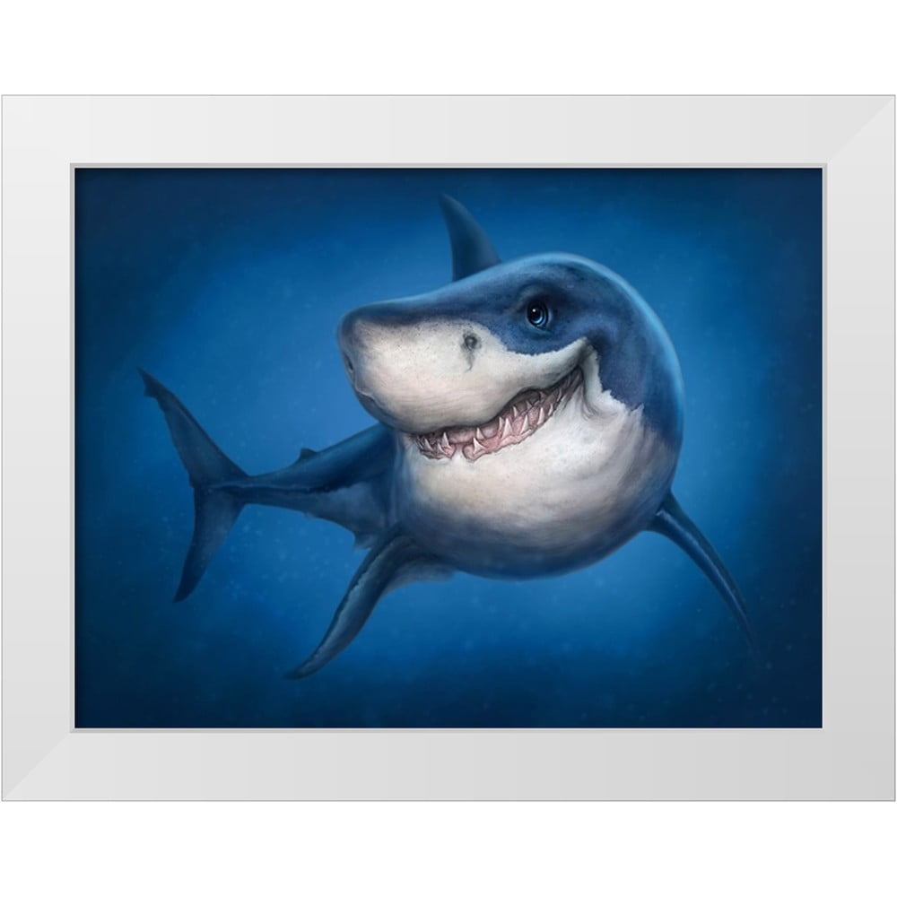 LaMontagne, Patrick 32x25 White Modern Wood Framed Museum Art Print Titled - Shark Totem ...