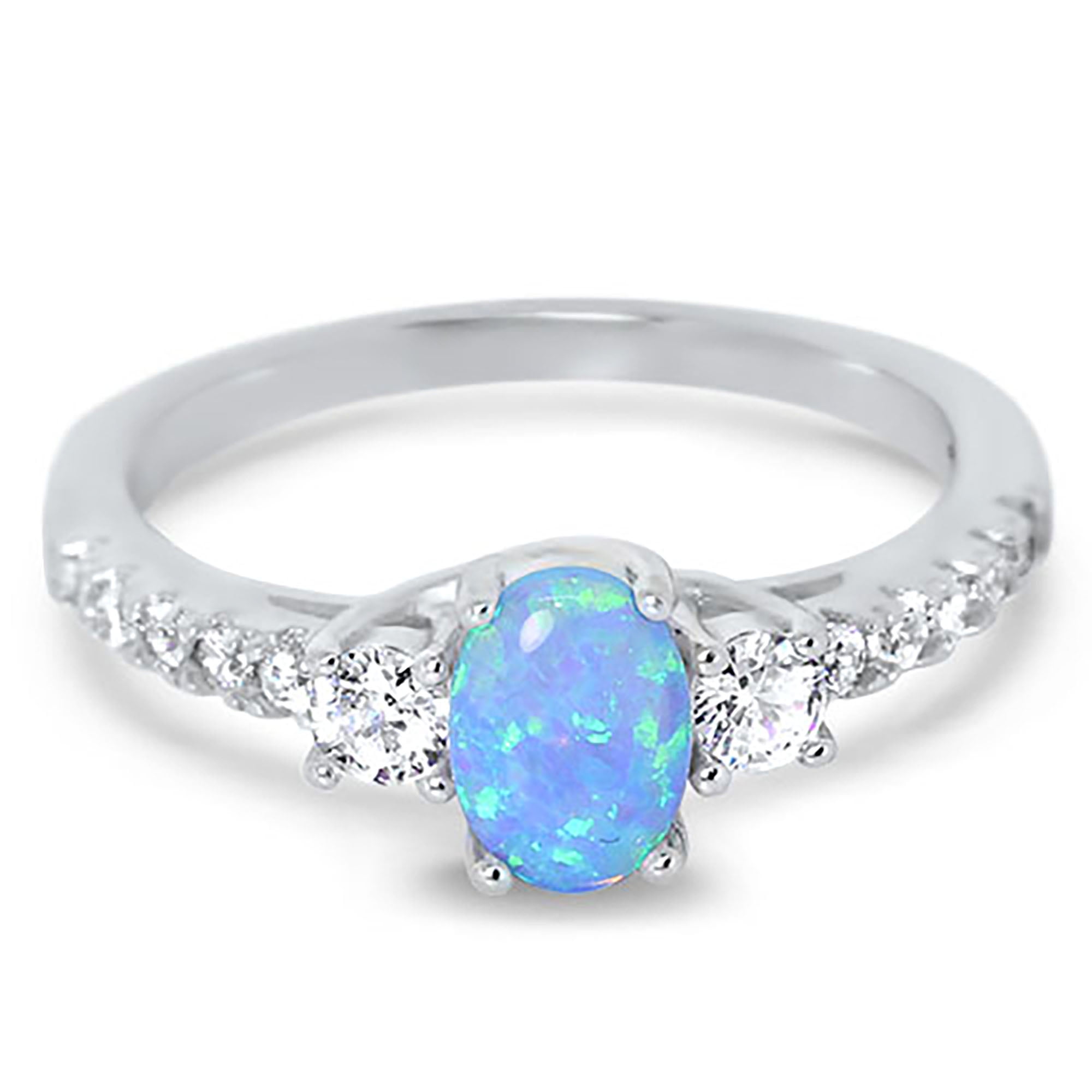 LaRaso & Co 1 Carat 3 Stone Created Opal Engagement Promise Ring for Women Size 11 - Walmart.com