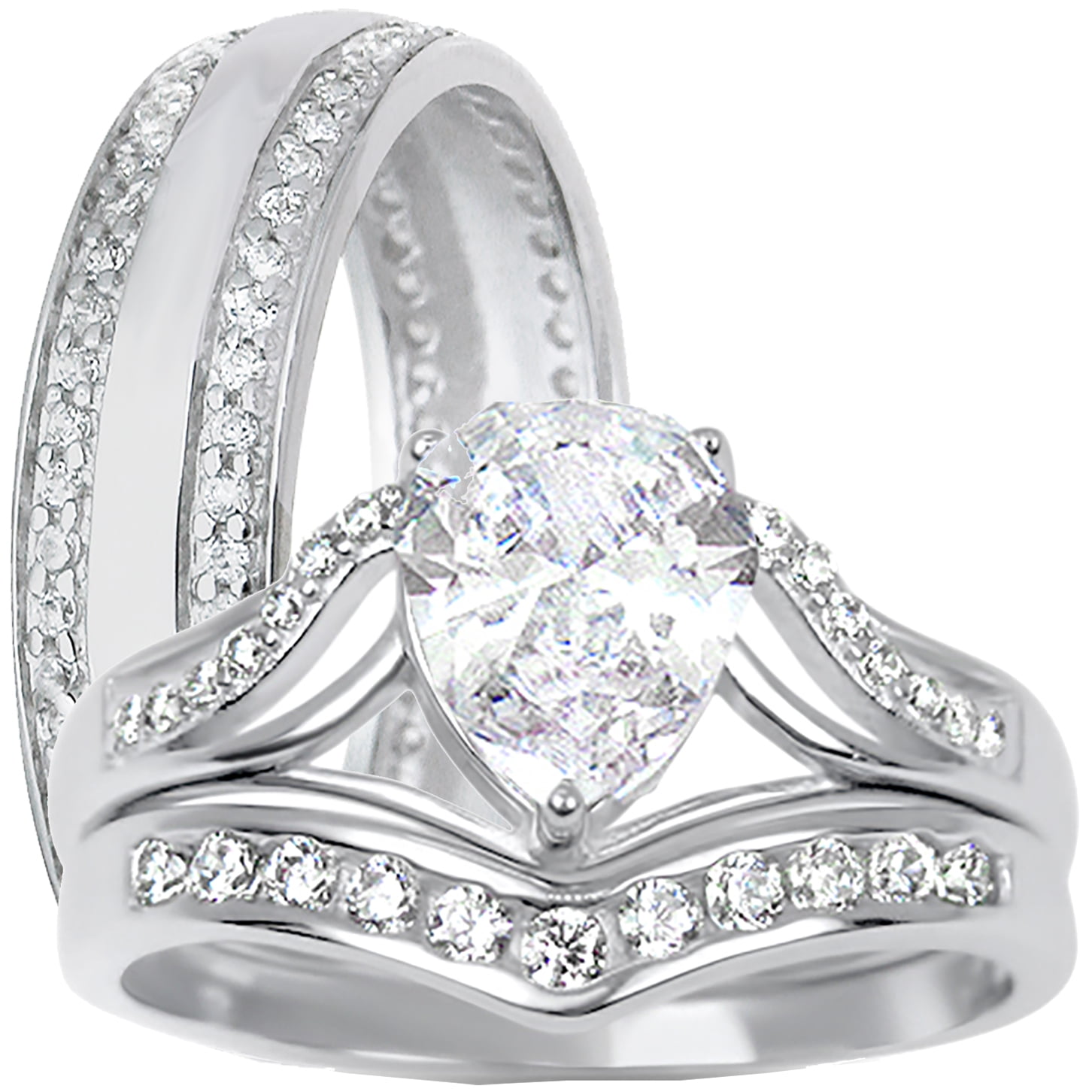 Customer reviews for LaRaso & Co His Her Wedding Ring Set Sterling ...