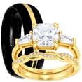 LaRaso & Co His Hers Wedding Ring Set Matching Black Titanium 14K Gold ...
