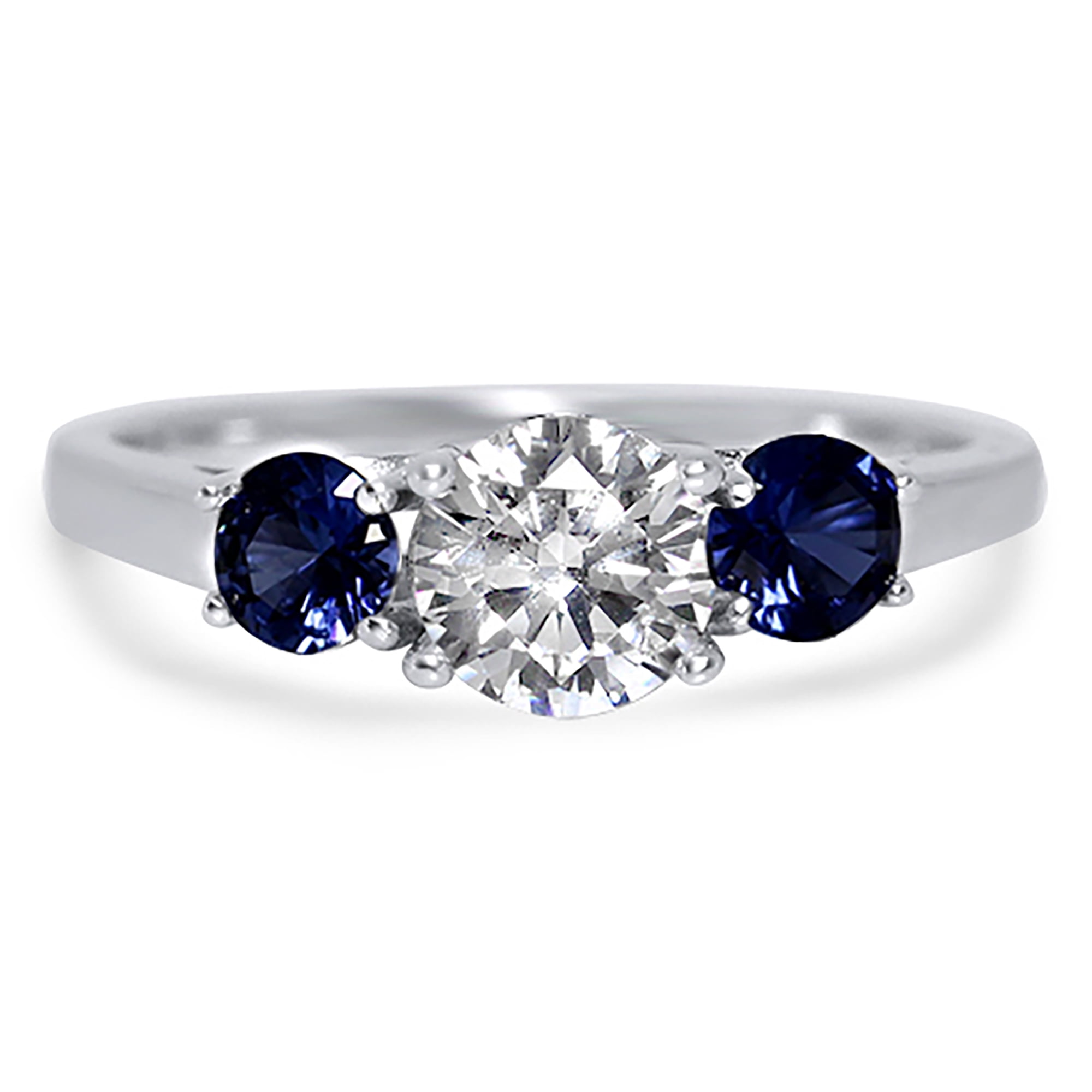 LaRaso & Co Sterling Silver Three Stone Blue Sapphire CZ Engagement ...