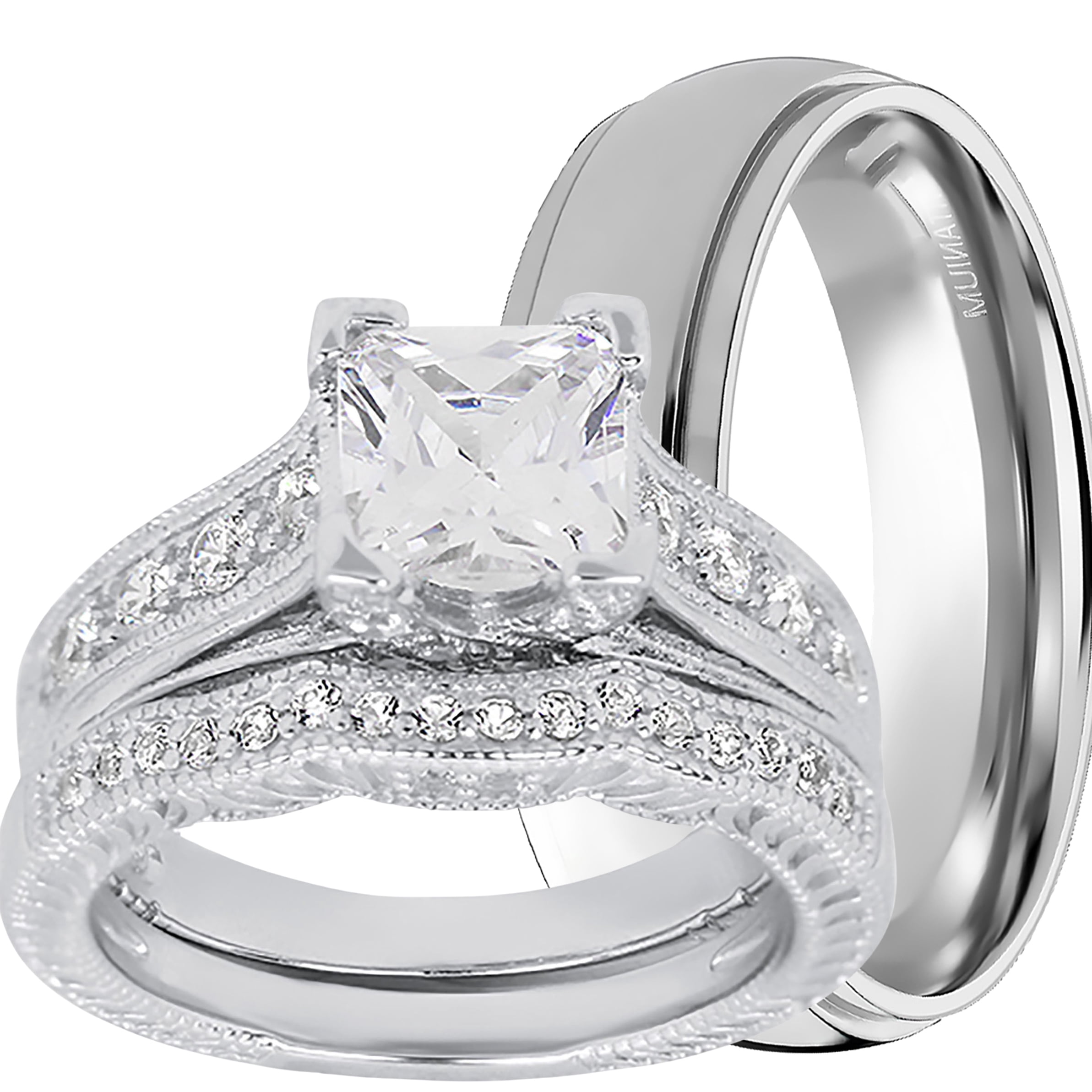 LaRaso & Co Wedding Ring Sets His and Hers Couples Women Men Sterling ...