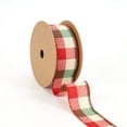 LaRibbons 1 1/2" Wired Ribbon | "Check" White/Red/Green | 10 Yard Roll ...
