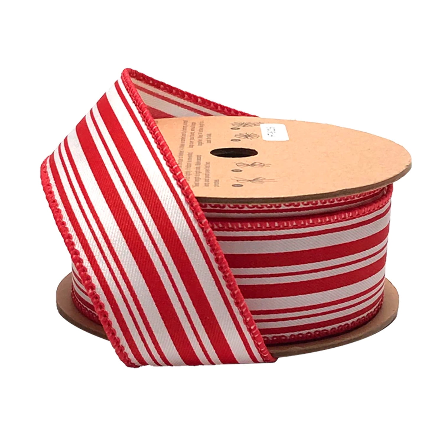 LaRibbons 1 1/2" Wired Ribbon | "Striped" Red/White | 10 Yard Roll ...