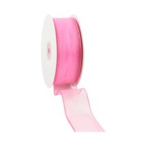 Offray Ribbon, Pink 1 1/2 inch Wired Sheer Ribbon for Floral, Crafts ...