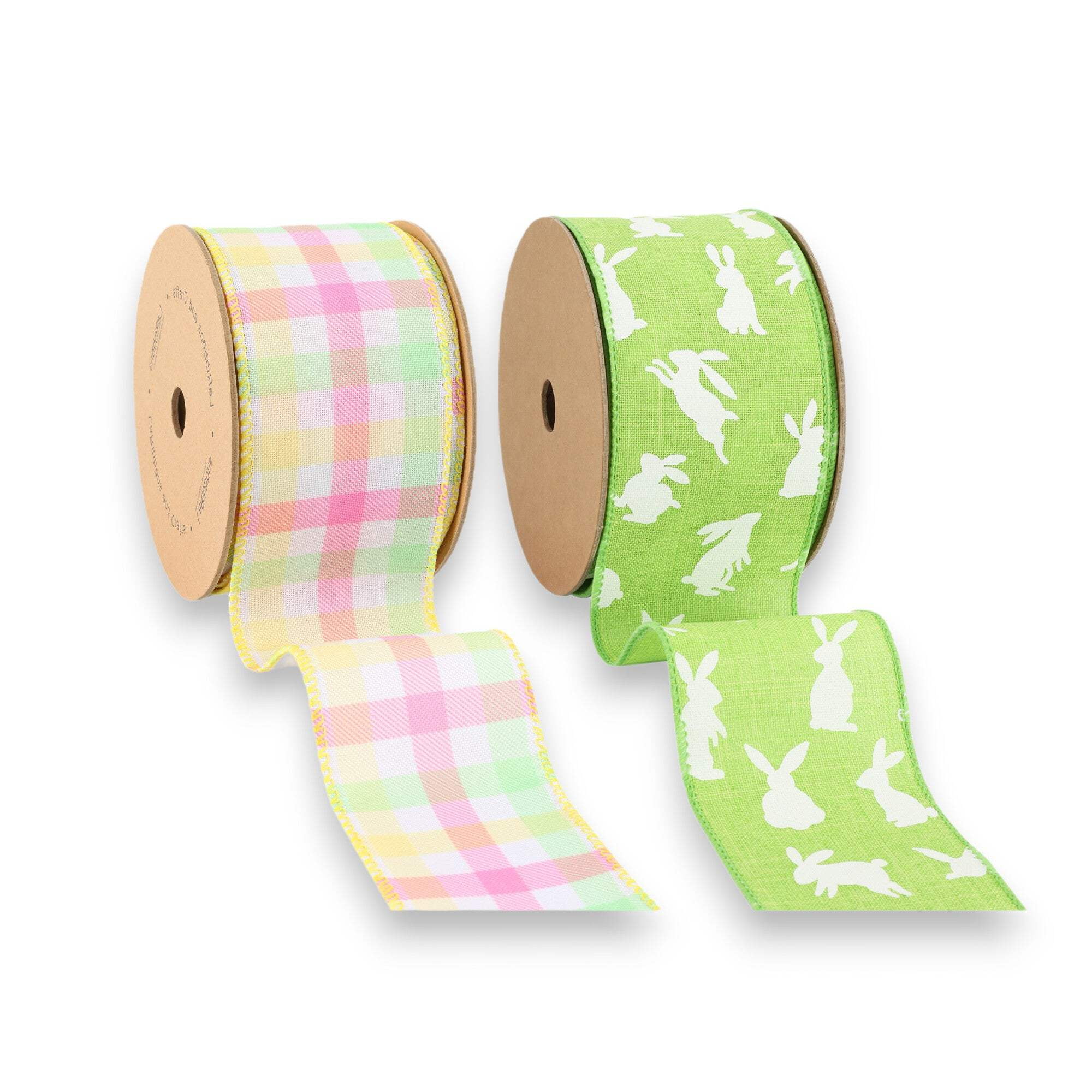 LaRibbons 2 1/2" Bunny Spring Plaid Wired Ribbon Bundle - 2 Rolls/20 ...