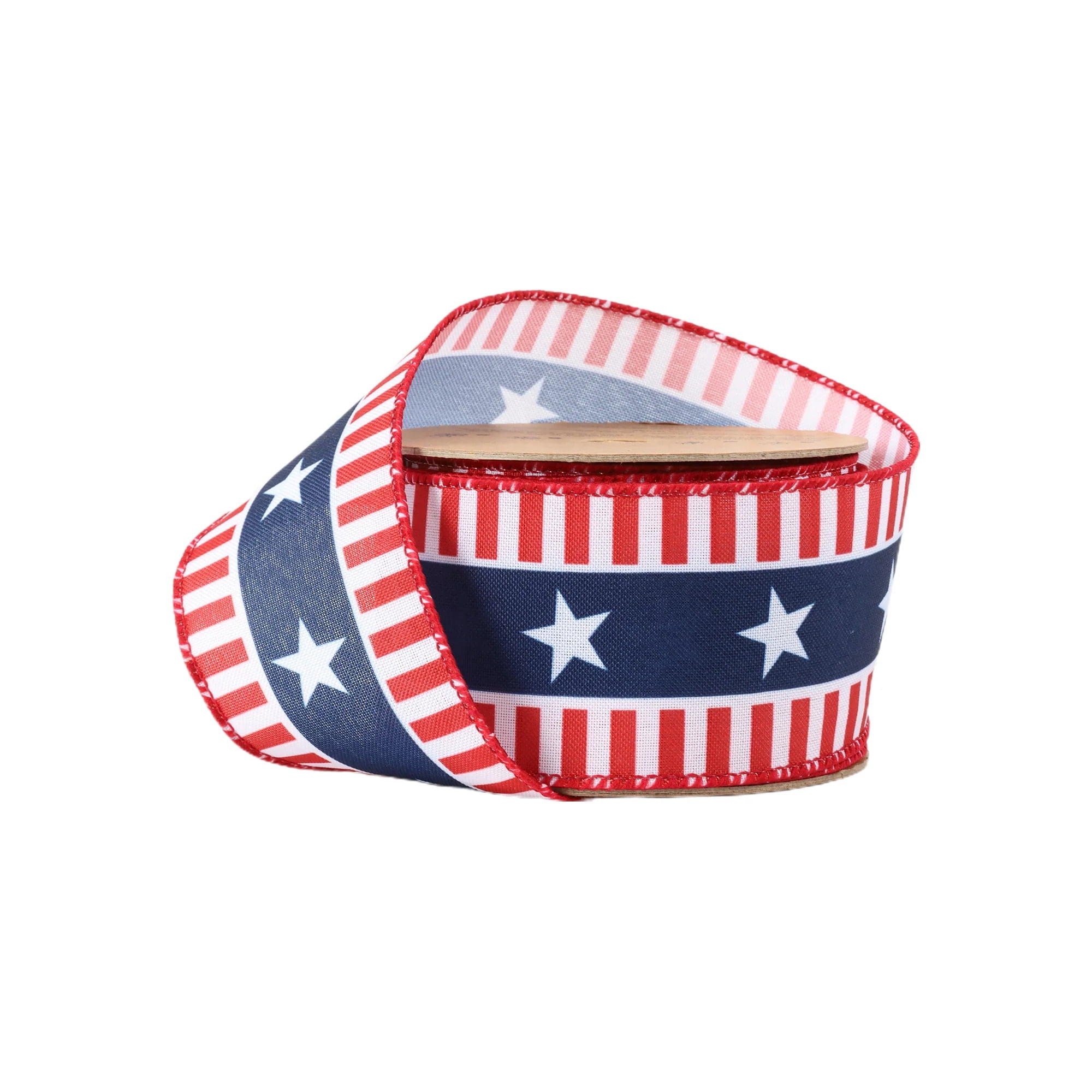 LaRibbons 2 1/2" Wired Ribbon | Red/White/Blue Stars and Stripes | 10 ...