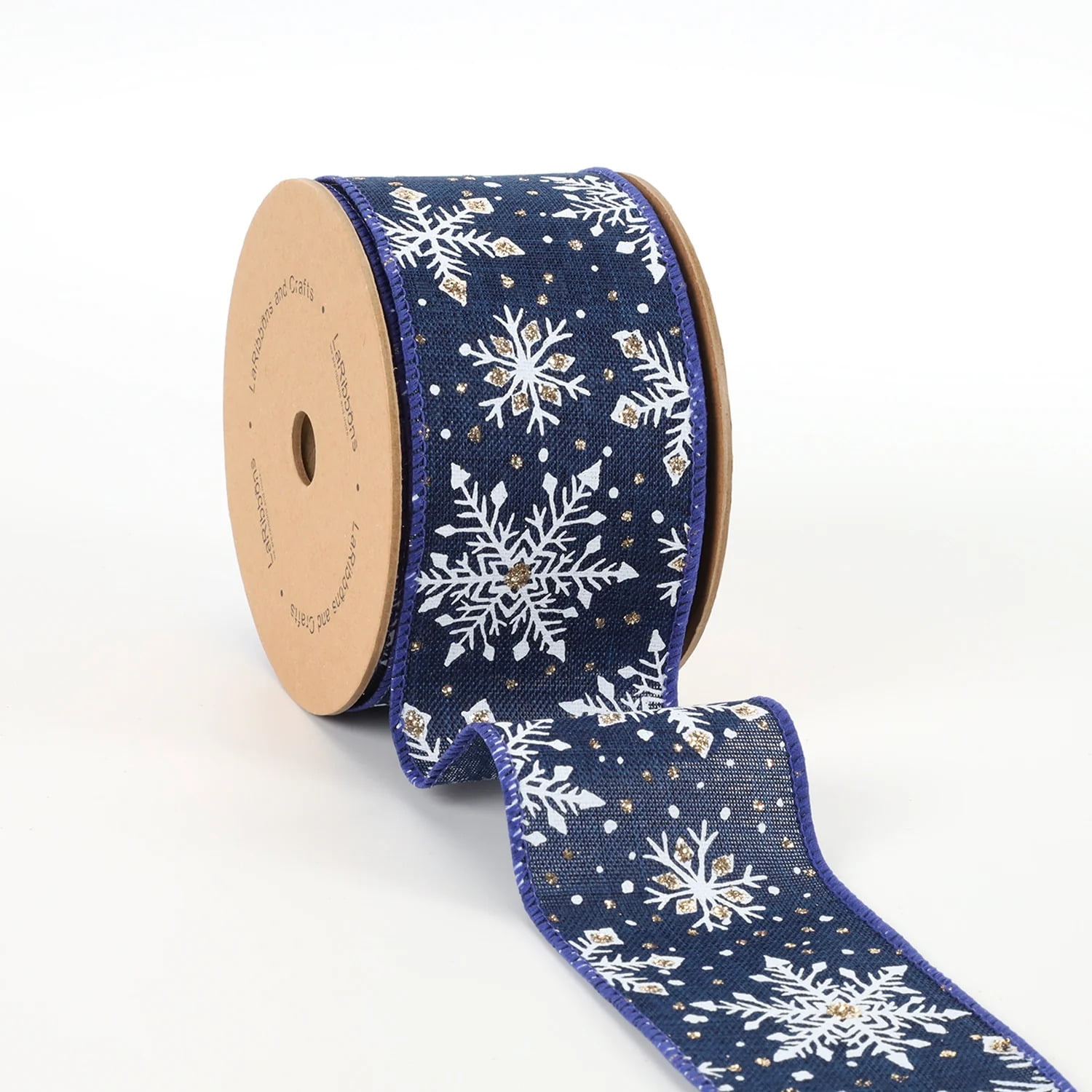 LaRibbons 2 1/2" Wired Ribbon | "Snowflake" Blue/White | 10 Yard Roll ...