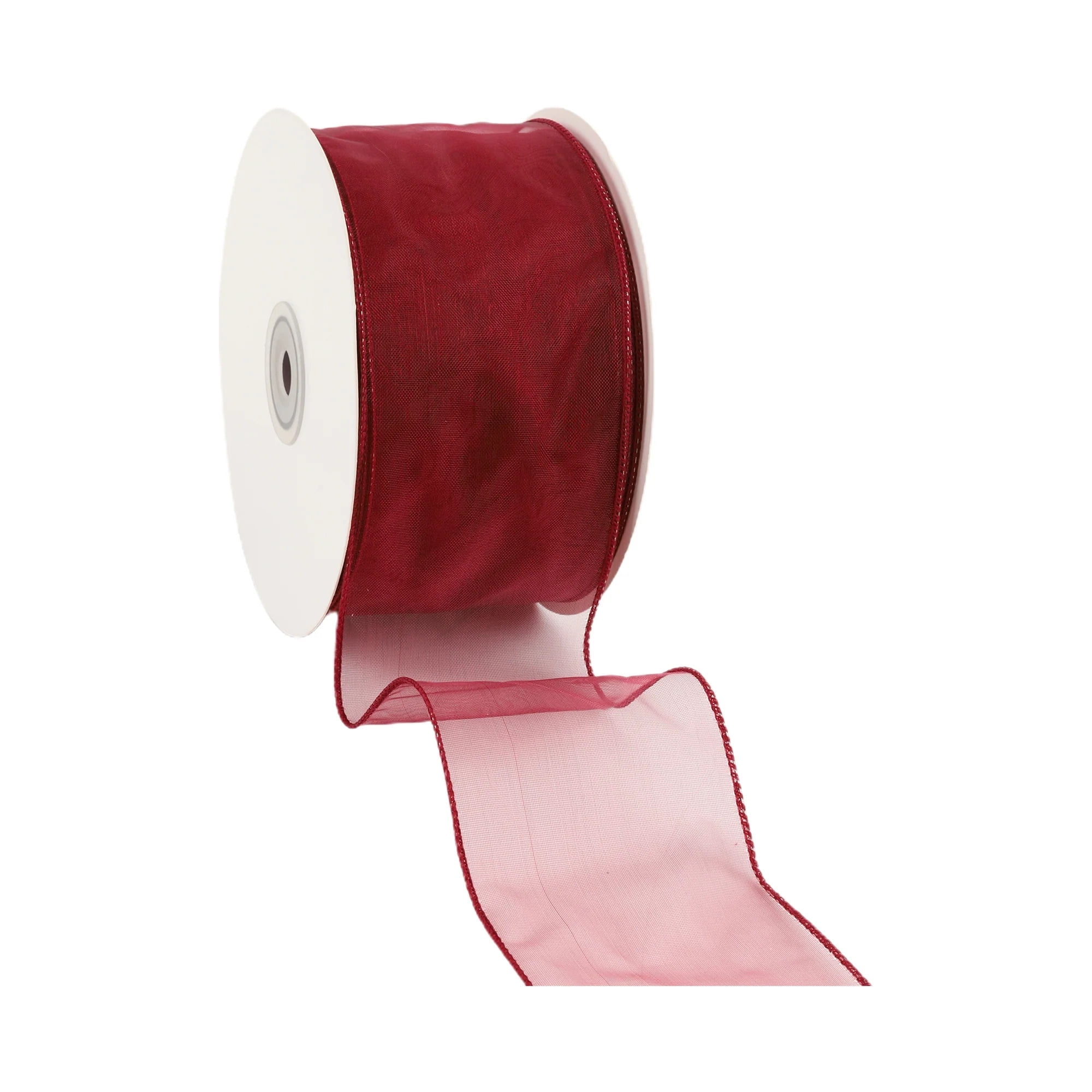 LaRibbons 2 1/2" Wired Sheer Ribbon | Burgundy | 50 Yard Roll - Walmart.com
