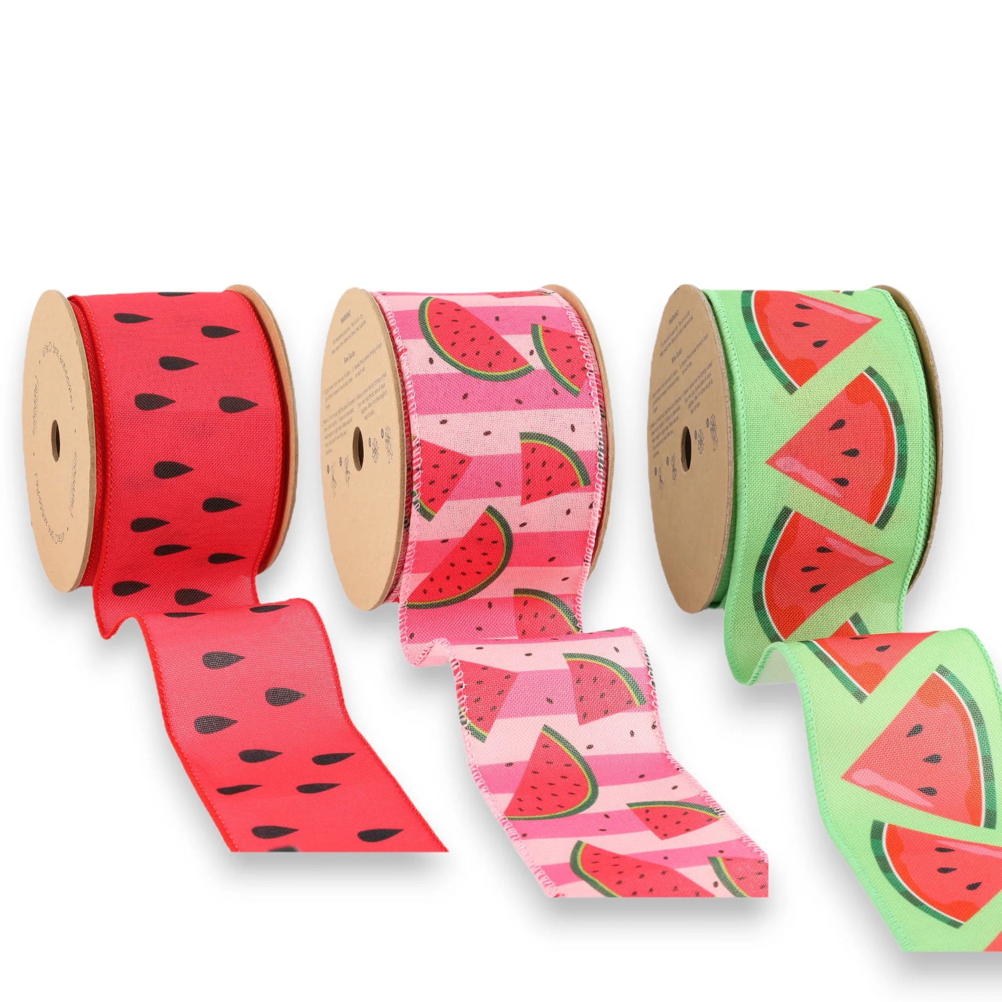 LaRibbons 2.5" Watermelon Wired Ribbon Bundle - 3 Rolls/30 Yards Total ...