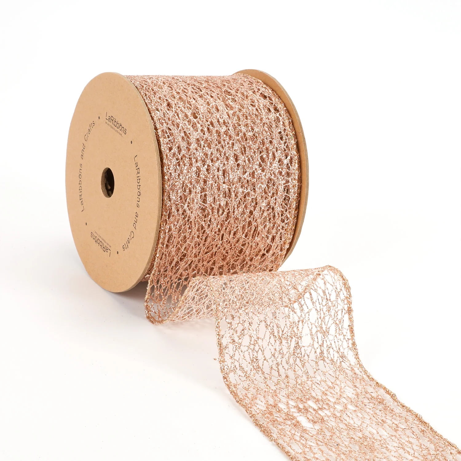 LaRibbons 3" Mesh Wired Ribbon | Rose Gold | 10 Yard Roll - Walmart.com