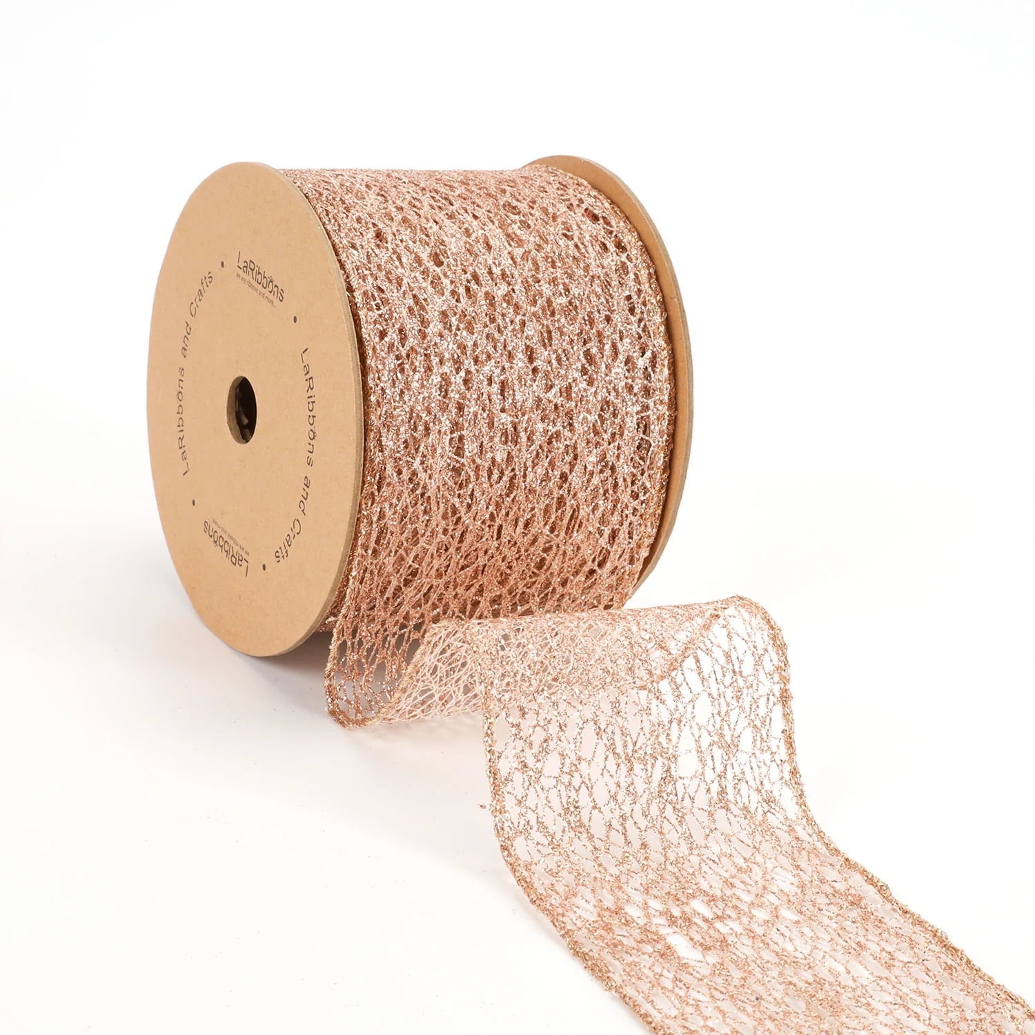 LaRibbons 3" Mesh Wired Ribbon | Rose Gold | 10 Yard Roll - Walmart.com